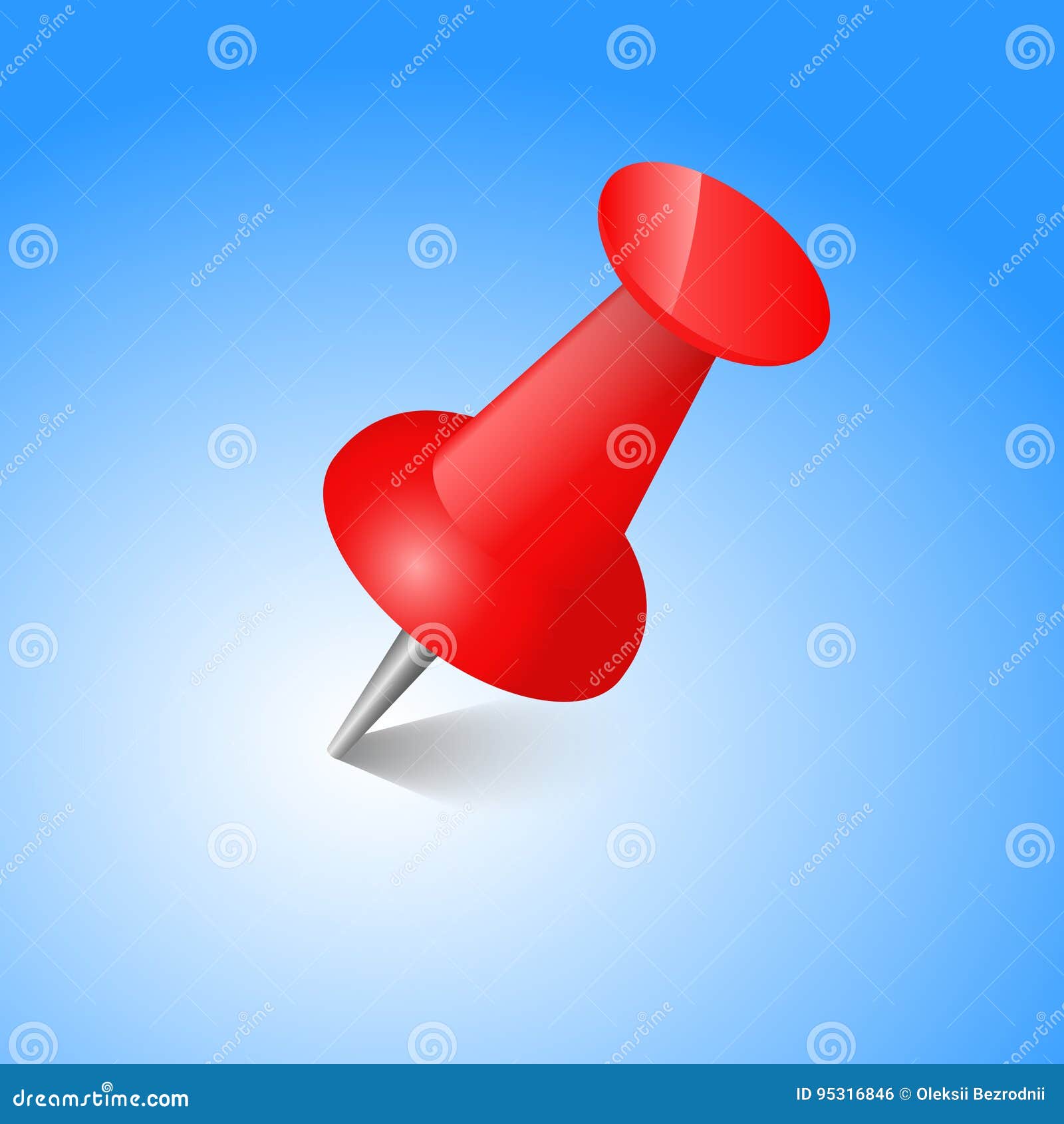 Red pin realistic vector stock vector. Illustration of clamp - 95316846