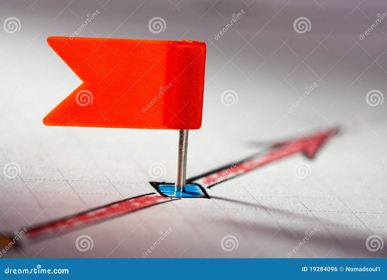 Red Pin on Sketched Red Arrow Stock Photo - Image of finances, growth ...