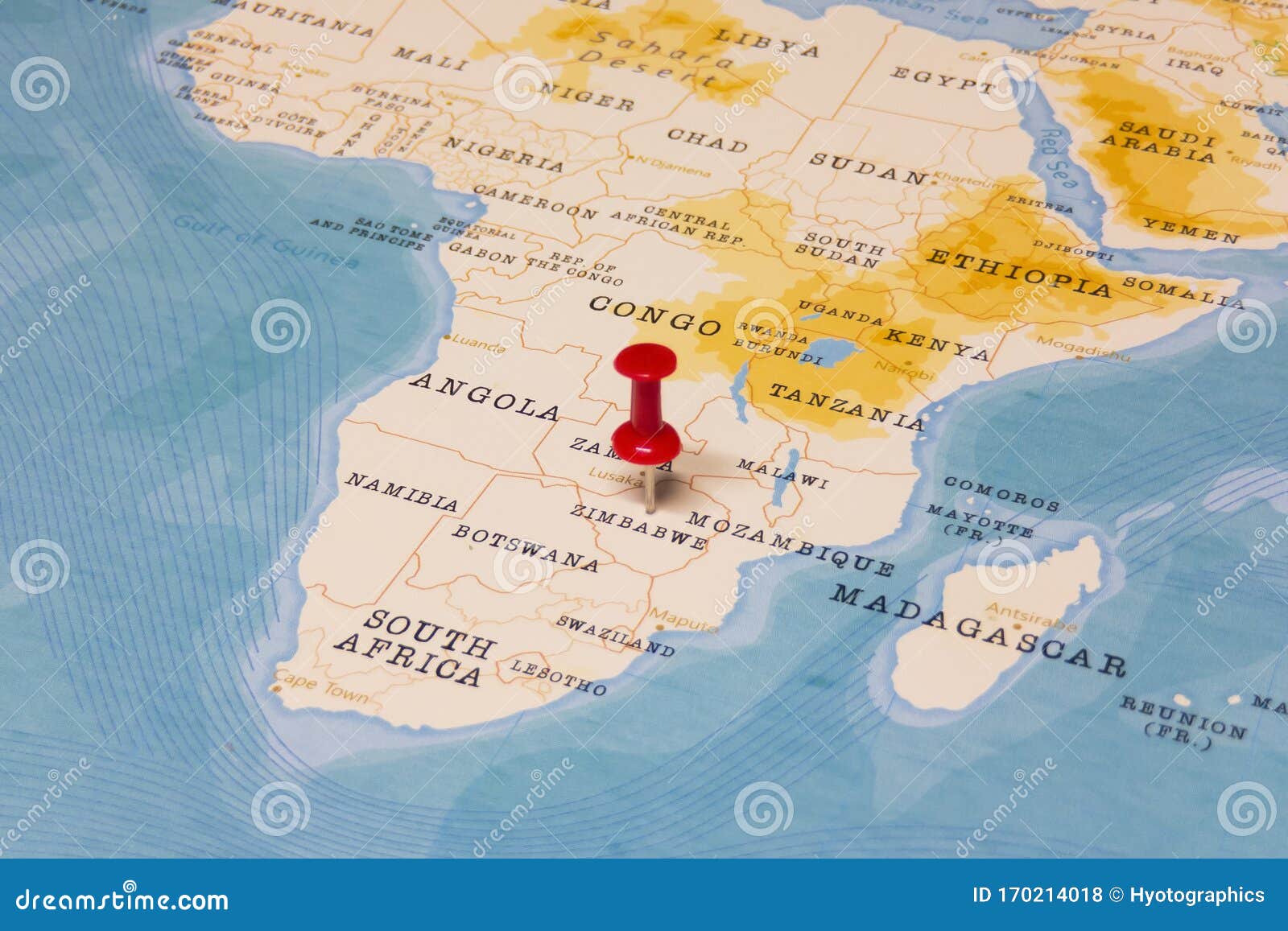 A Red Pin on Zimbabwe of the World Map Stock Photo - Image of geography ...