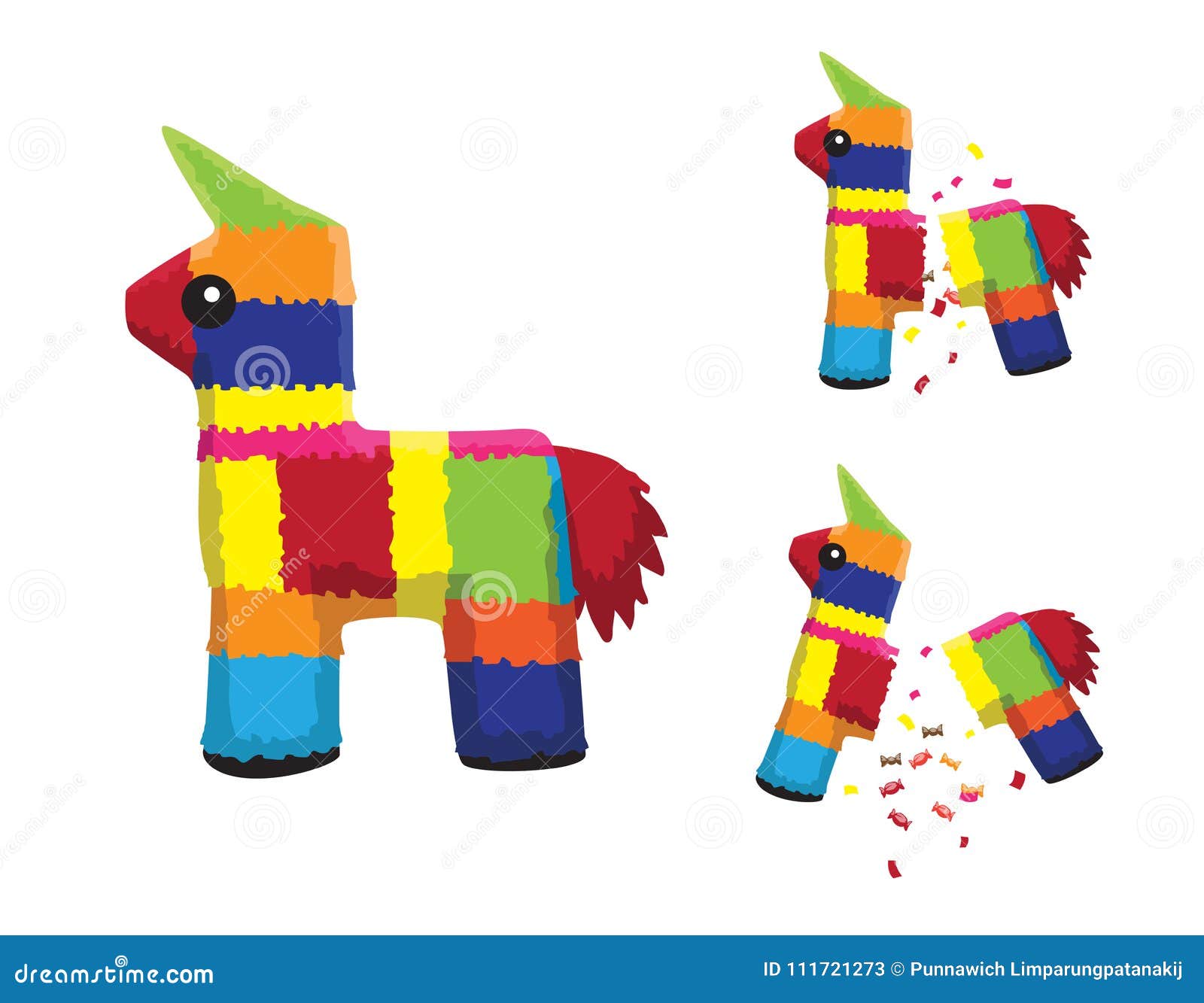 Red Pinata Horse Breaking Animation Sequence Cartoon Vector ...