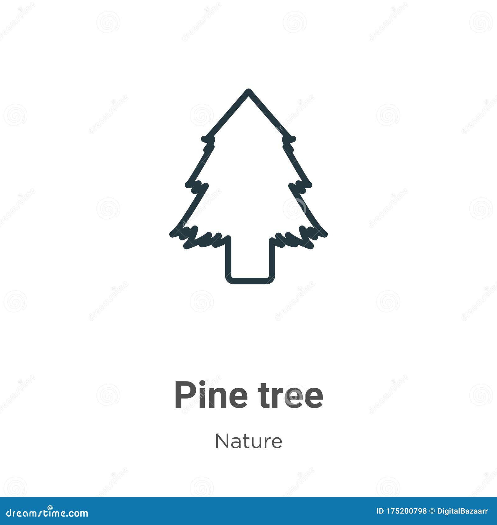 Red Pine Tree Outline Vector Icon. Thin Line Black Red Pine Tree Icon ...
