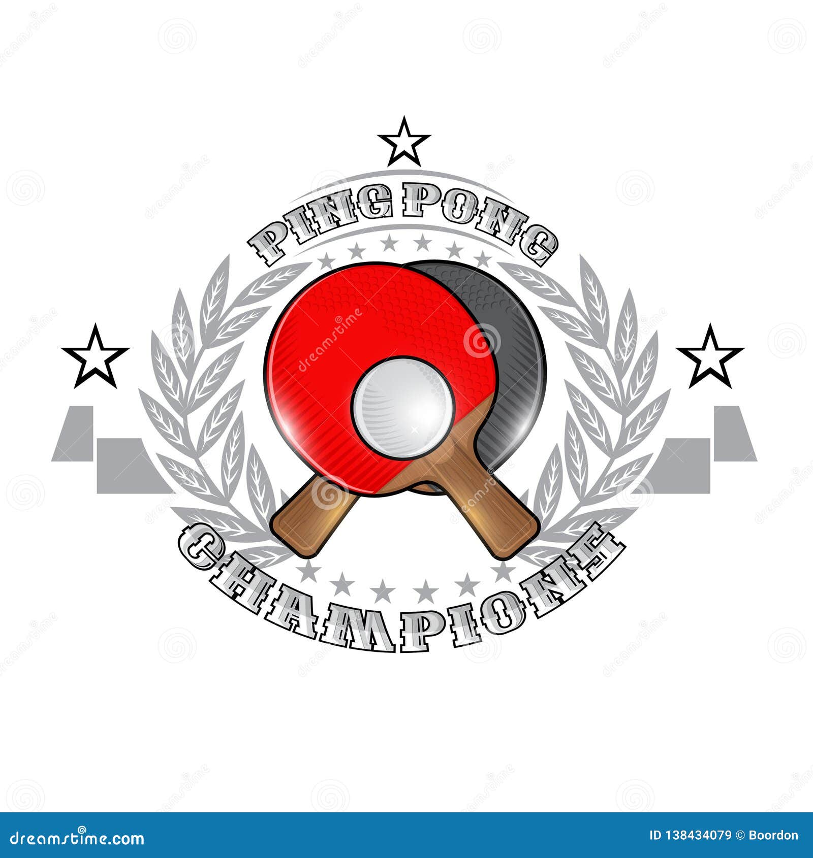 Red Ping Pong Crossed Rackets and Ball in Center of Silver Laurel ... Red Ping Pong Crossed Rackets and Ball in Center of Silver Laurel ...