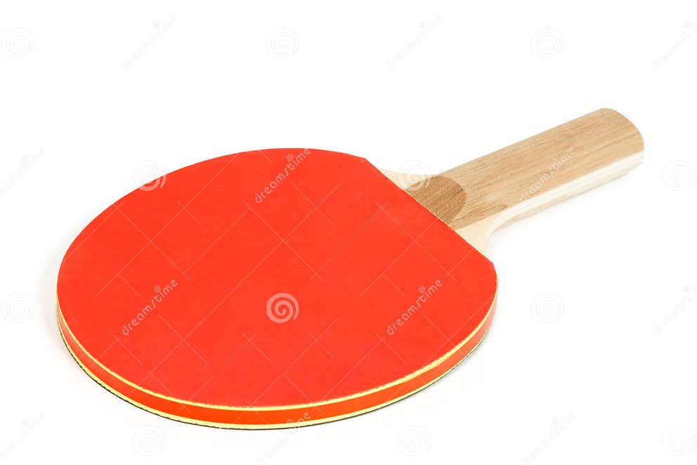 Red Ping Pong Paddle on White Background Stock Image - Image of ...