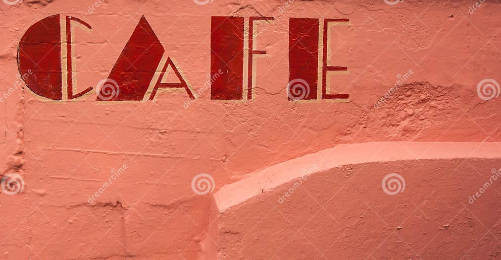 Red on pink cafe sign stock image. Image of seas, wall - 59337995