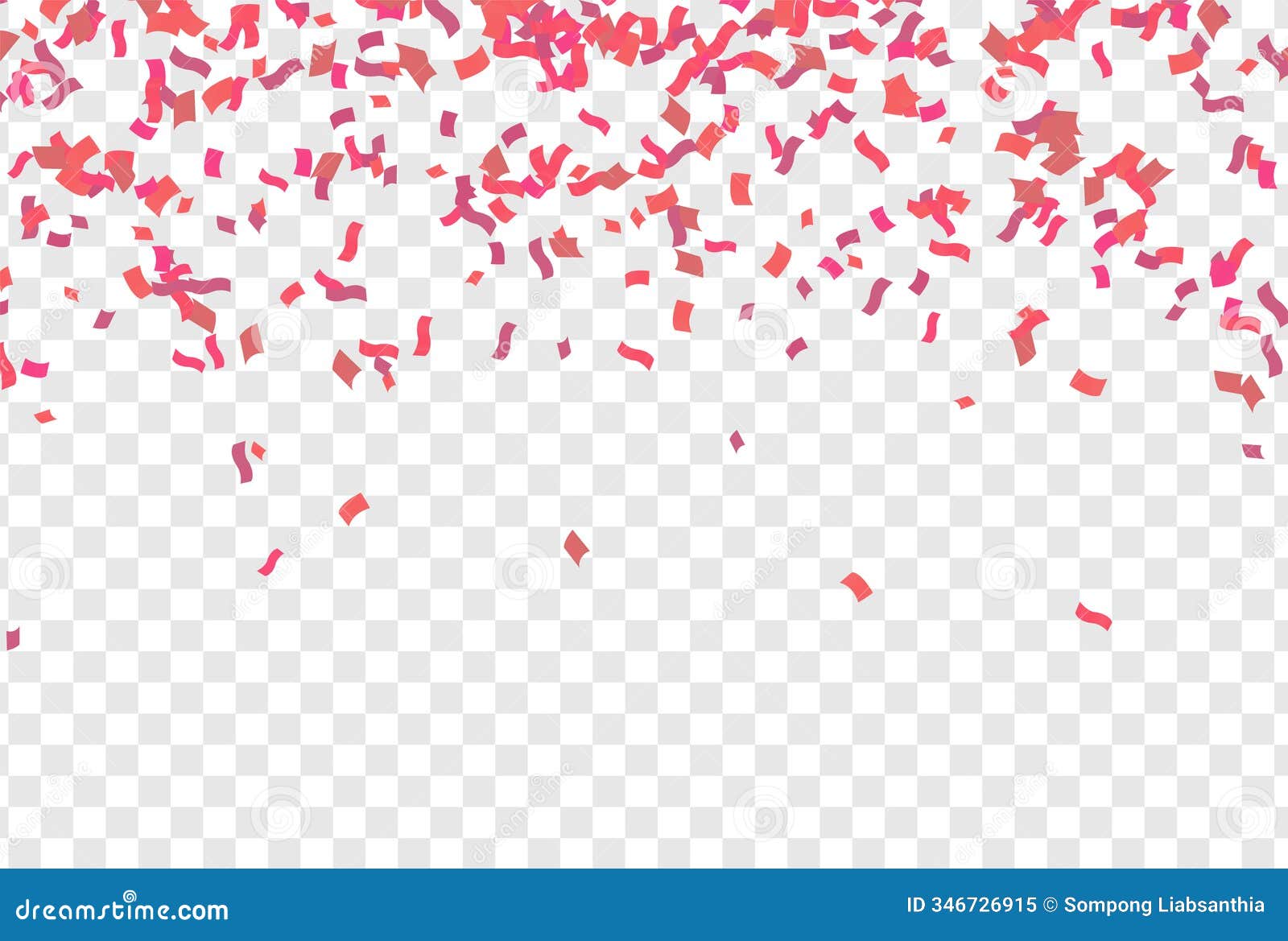 Red and Pink Confetti Isolated on Transparent Background. Vector ...
