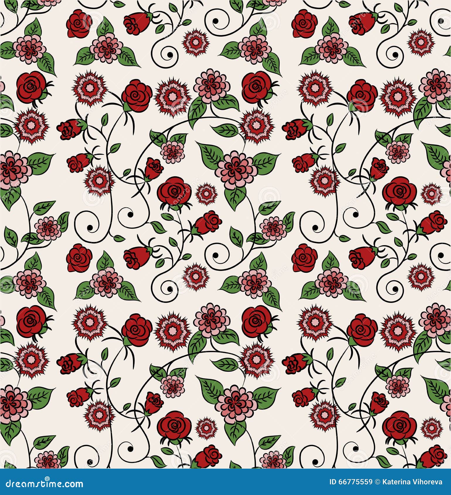 Red and Pink Floral Pattern. Stock Vector - Illustration of background ...