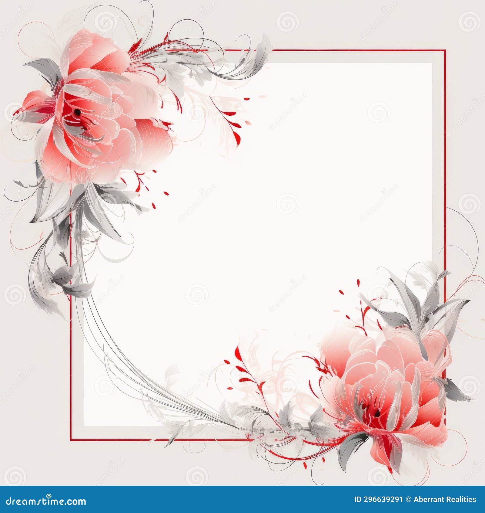 Red and Pink Flowers on a White Background Stock Illustration ...