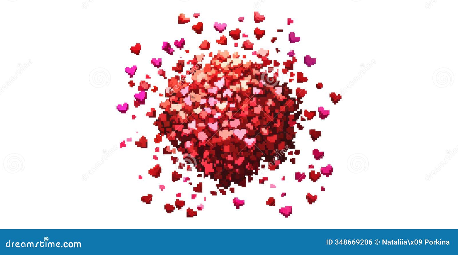 Red and Pink Heart Particles Forming a Sphere Isolated on Transparent ...