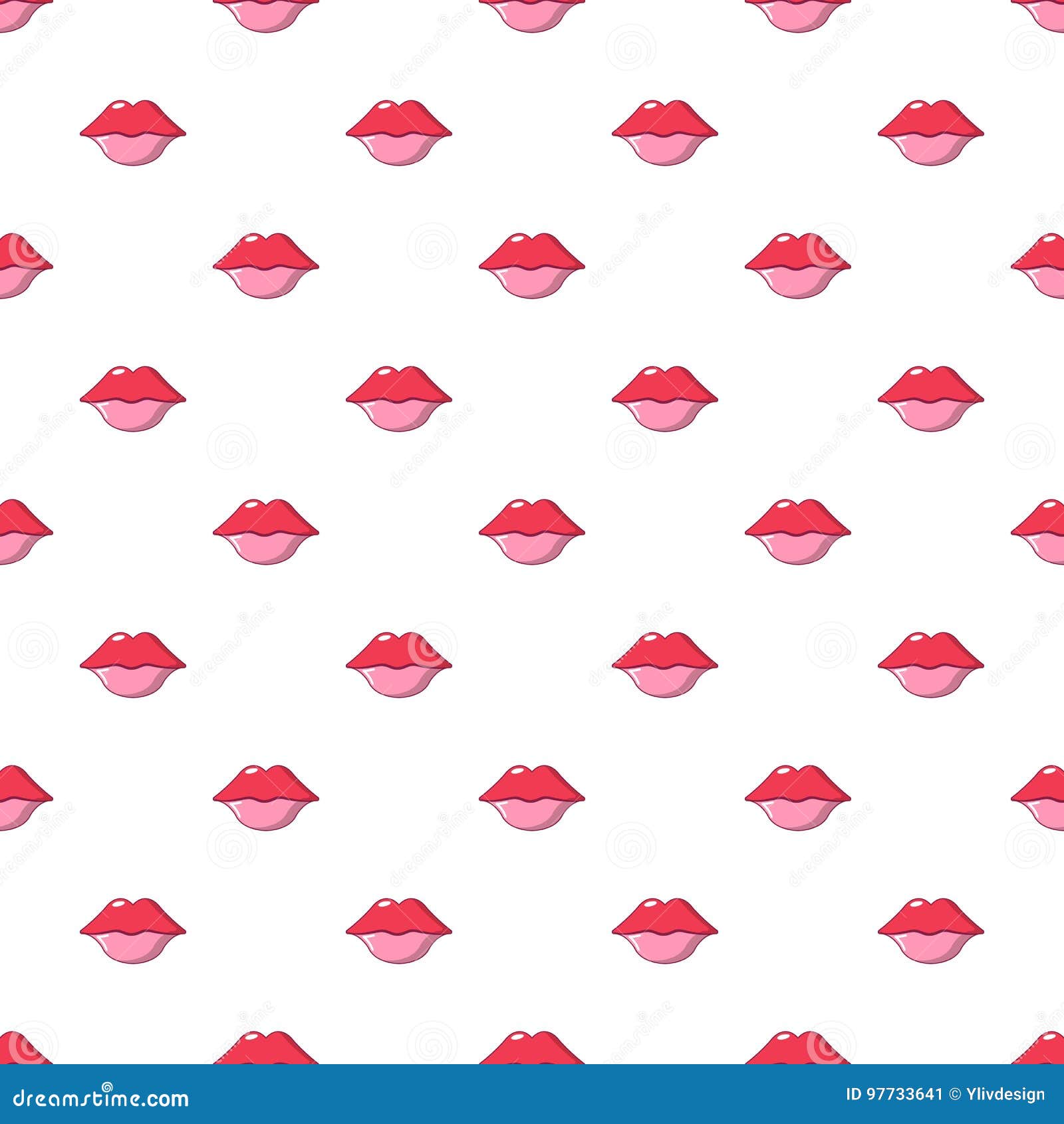 Red Lips Pattern In Cartoon Style On Dots Background Royalty-Free Stock ...