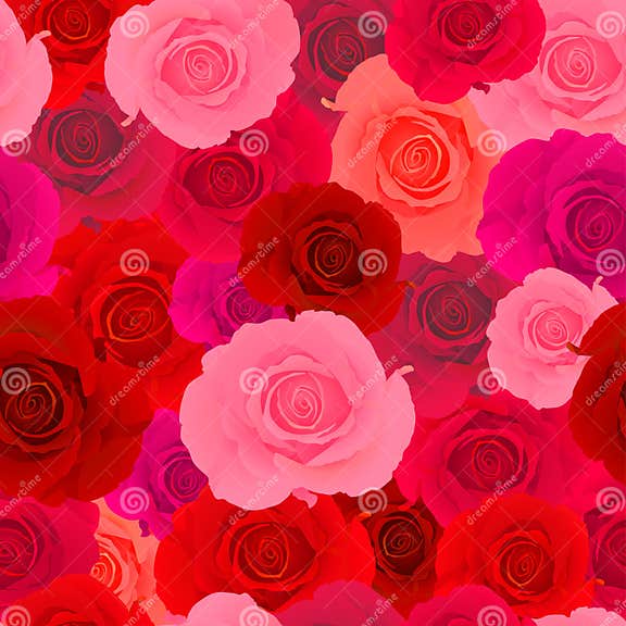 Red & Pink Rose Seamless Pattern Stock Vector - Illustration of ...