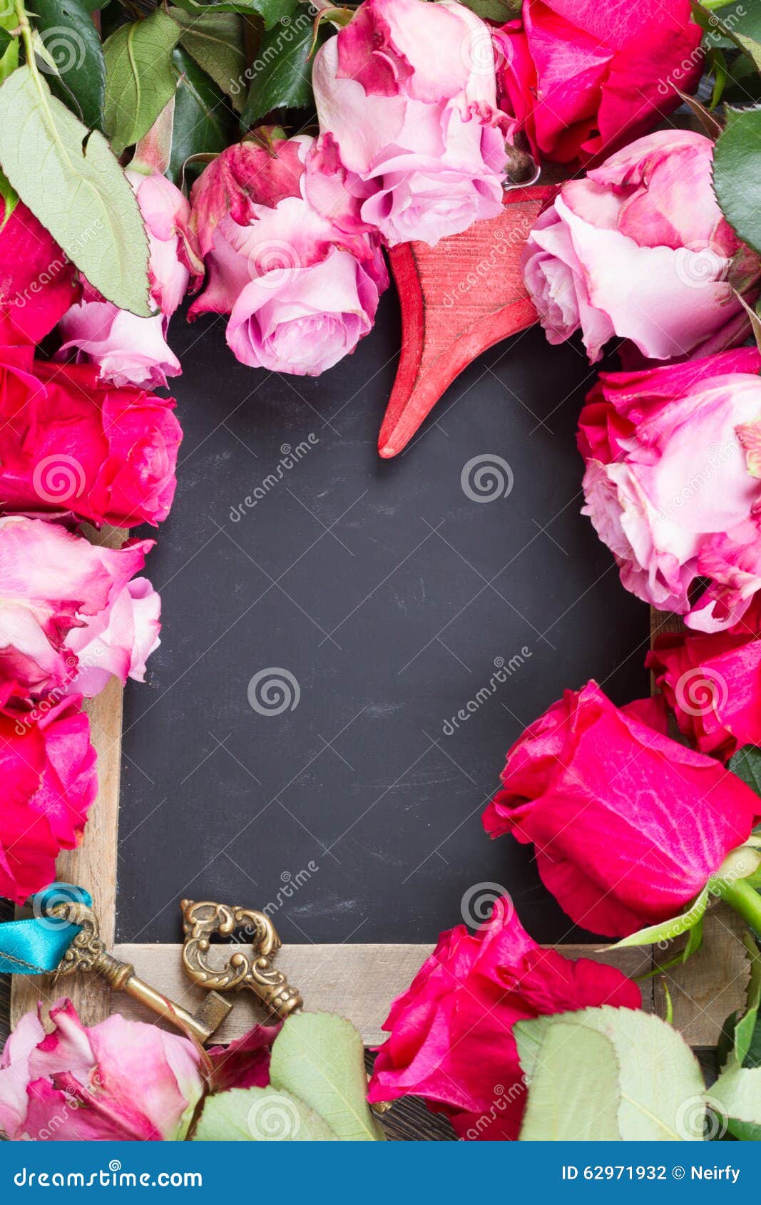 Red and Pink Roses Frame on Table Stock Photo - Image of mauve, nature ...