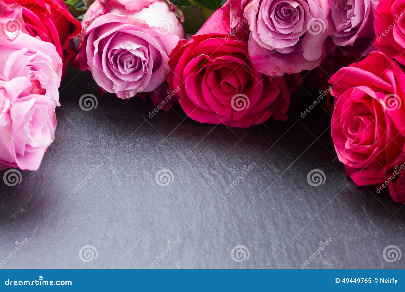 Red and Pink Roses Frame on Table Stock Image - Image of celebration ...