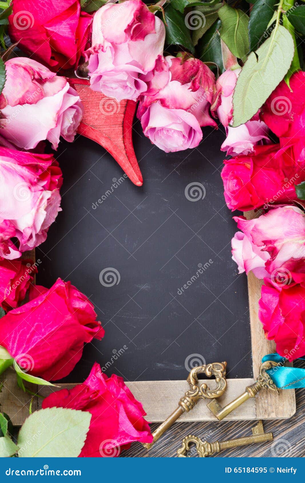 Red and Pink Roses Frame on Table Stock Image - Image of flower ...