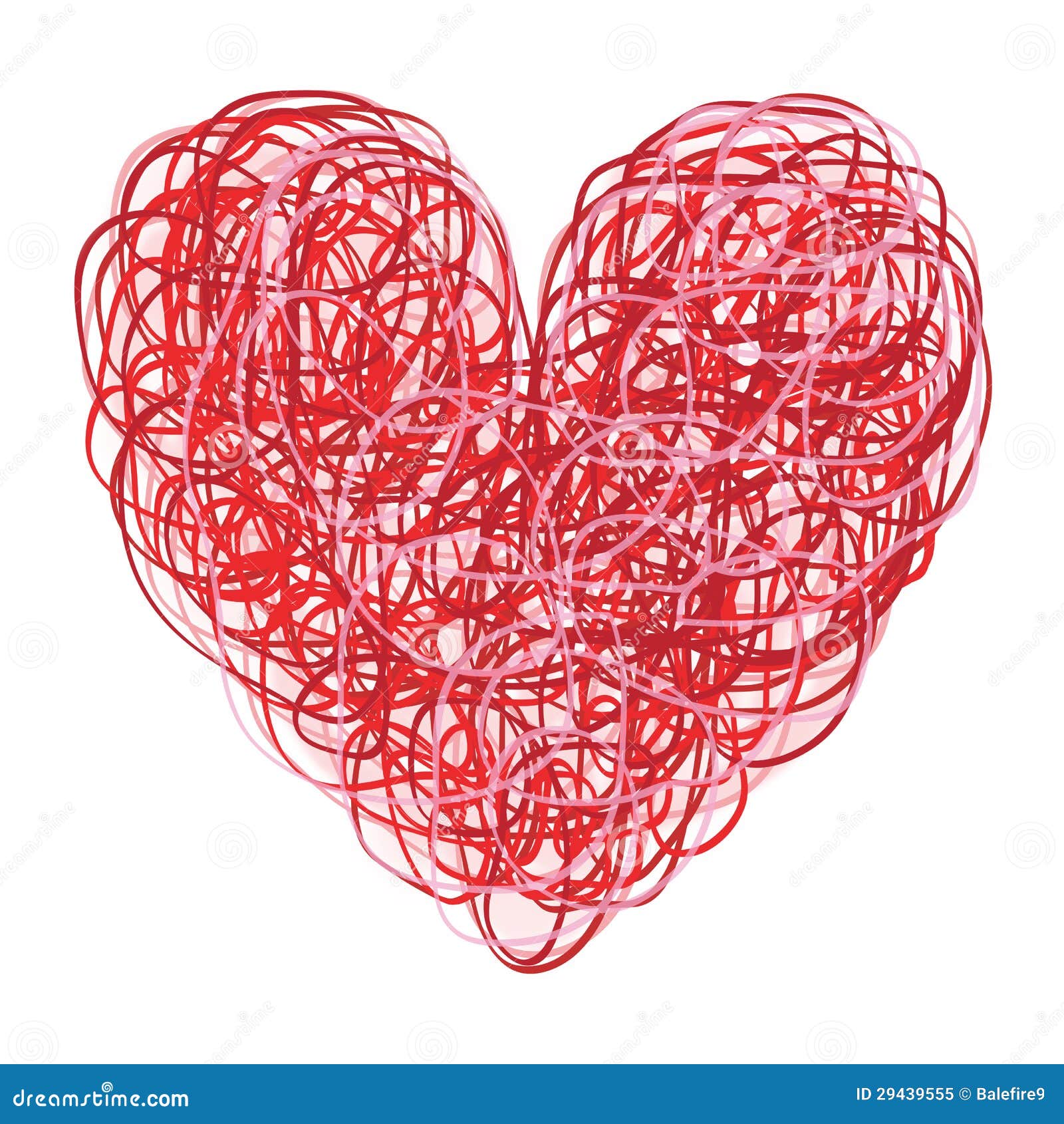 Red and Pink Scribbled Heart Stock Illustration - Illustration of ...