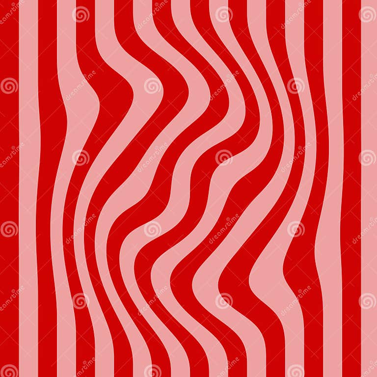 Red and Pink Stripes Pattern. Deformed Surface. Abstract Squiggly Lines ...