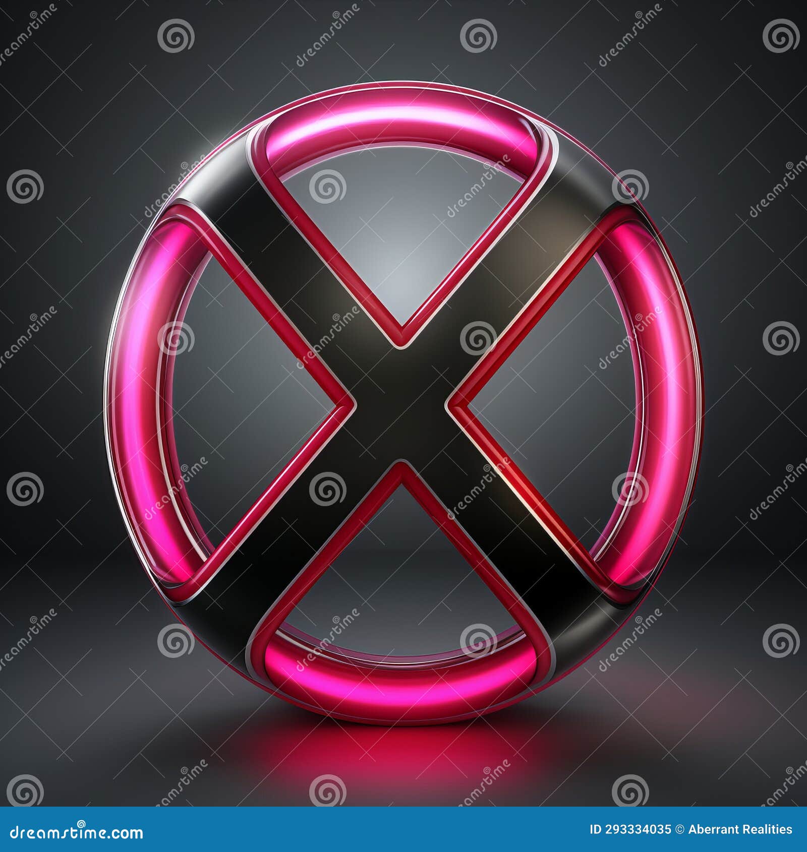 A Red and Pink X Symbol on a Black Background Stock Illustration ...