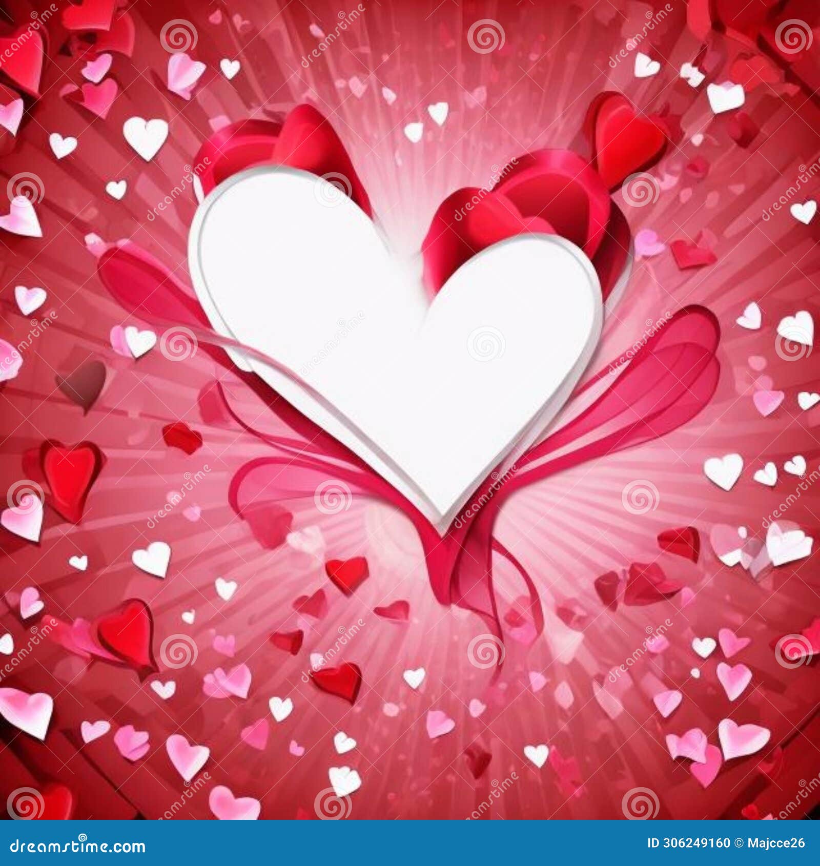 Red Pink White Hearts Love Background, AI Generated Image Stock ...