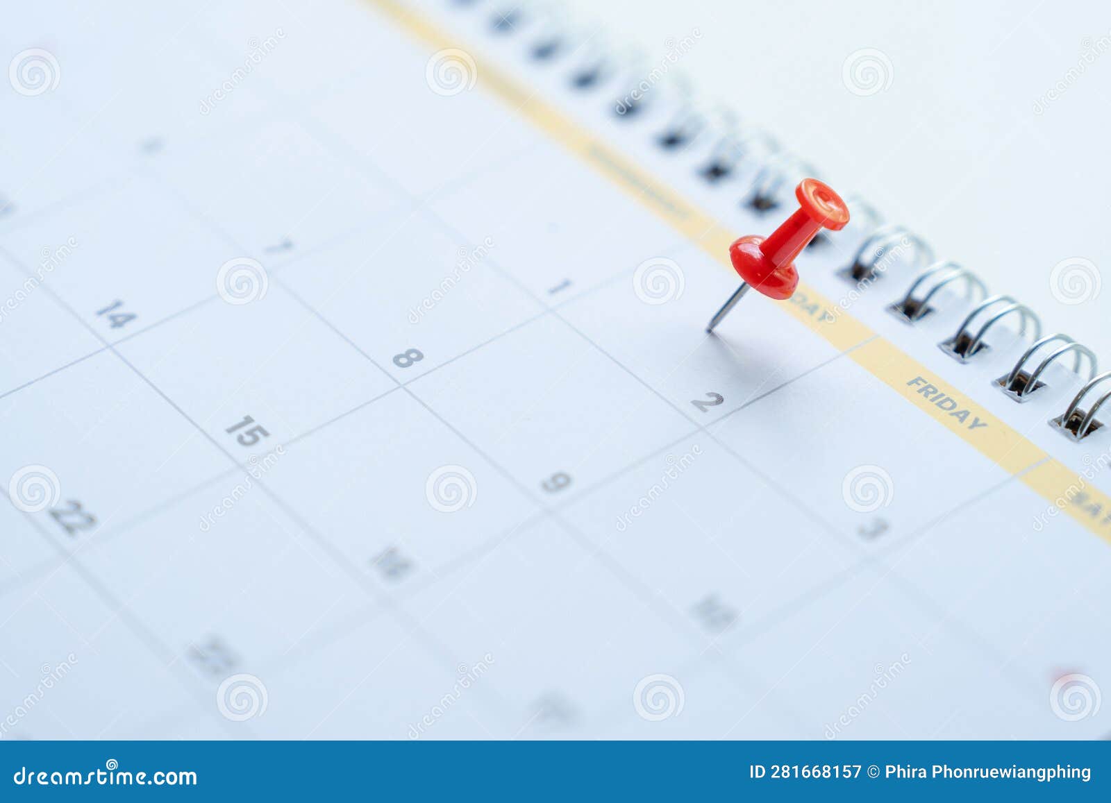 Red Pins on the 2nd Day Calendar Stock Image - Image of community ...