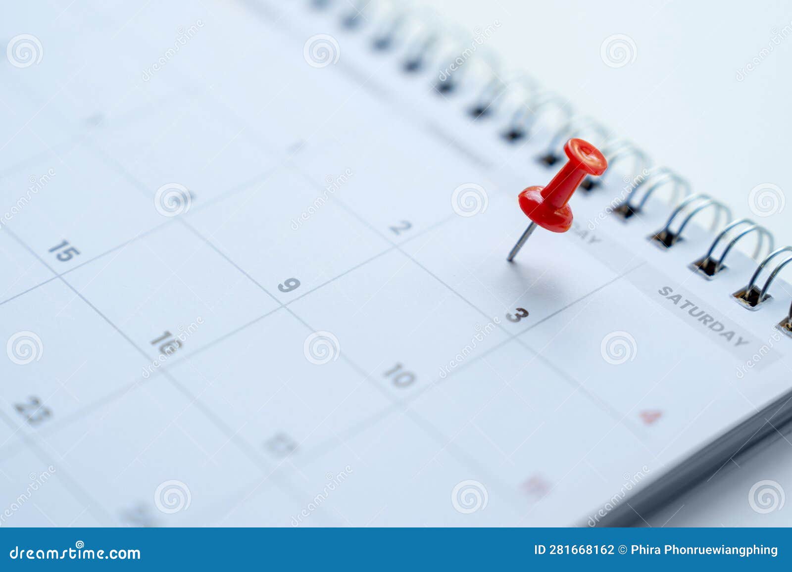 Red Pins on the 3rd Day Calendar Stock Photo - Image of calendar, work ...