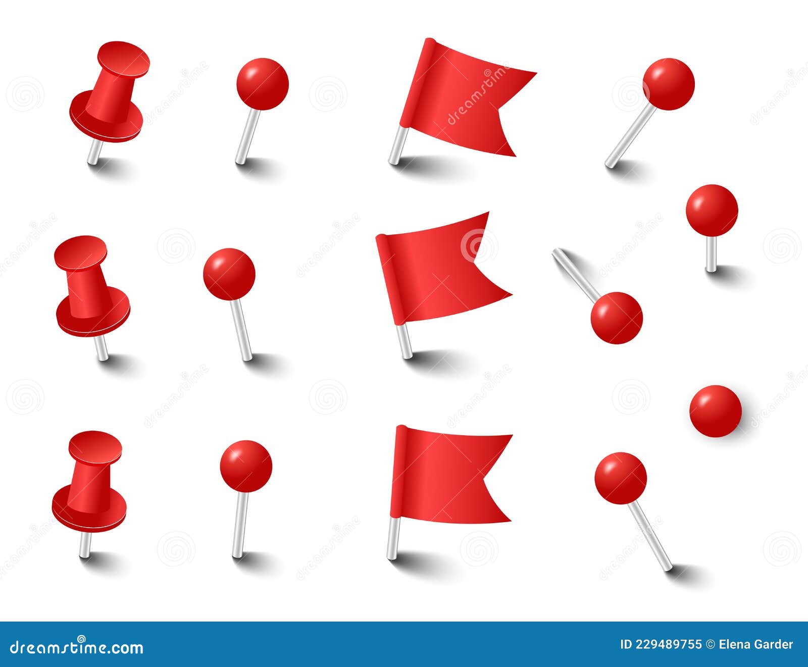 Pins Tacks. Realistic Pushpins. Isolated Map Markers. 3D Pointer ... Pins Tacks. Realistic Pushpins. Isolated Map Markers. 3D Pointer ...