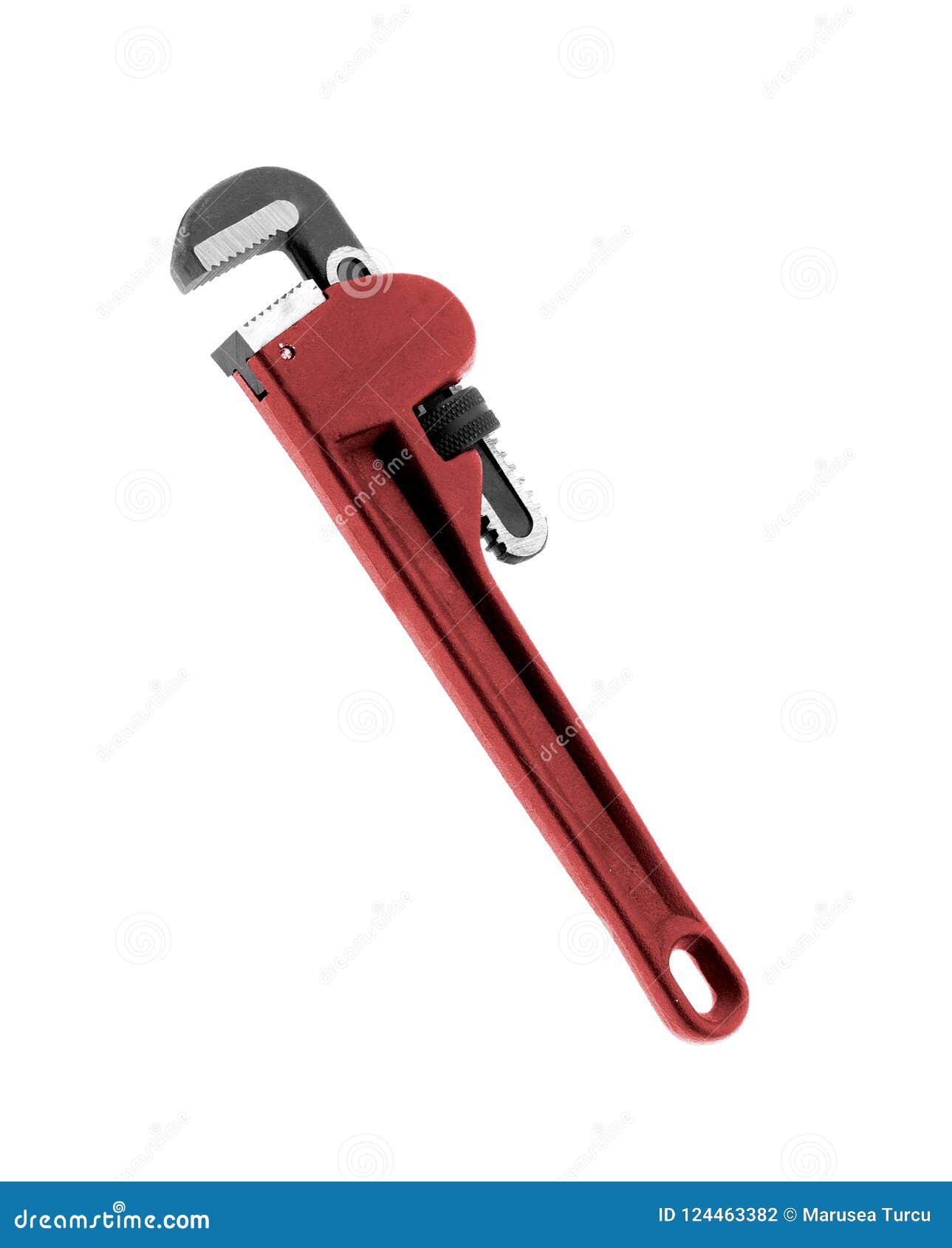 Red Pipe Wrench isolated stock photo. Image of tool - 124463382