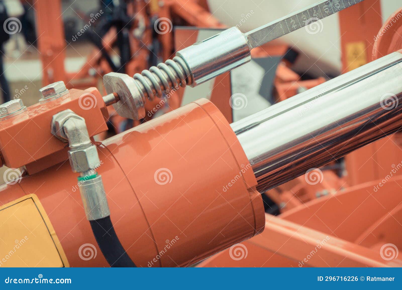 Red Piston or Actuator As Part of Pneumatic or Hydraulic Machine ...