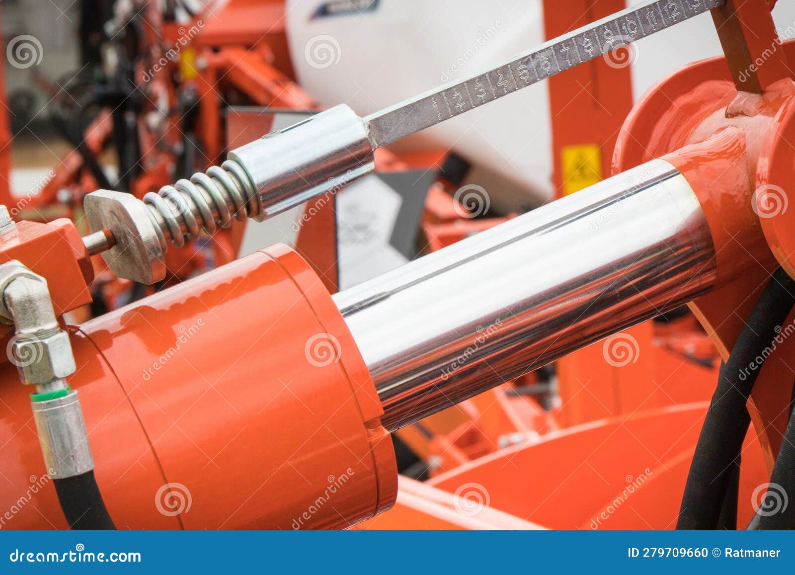 Red Piston or Actuator in Pneumatic or Hydraulic Machine. Technology ...