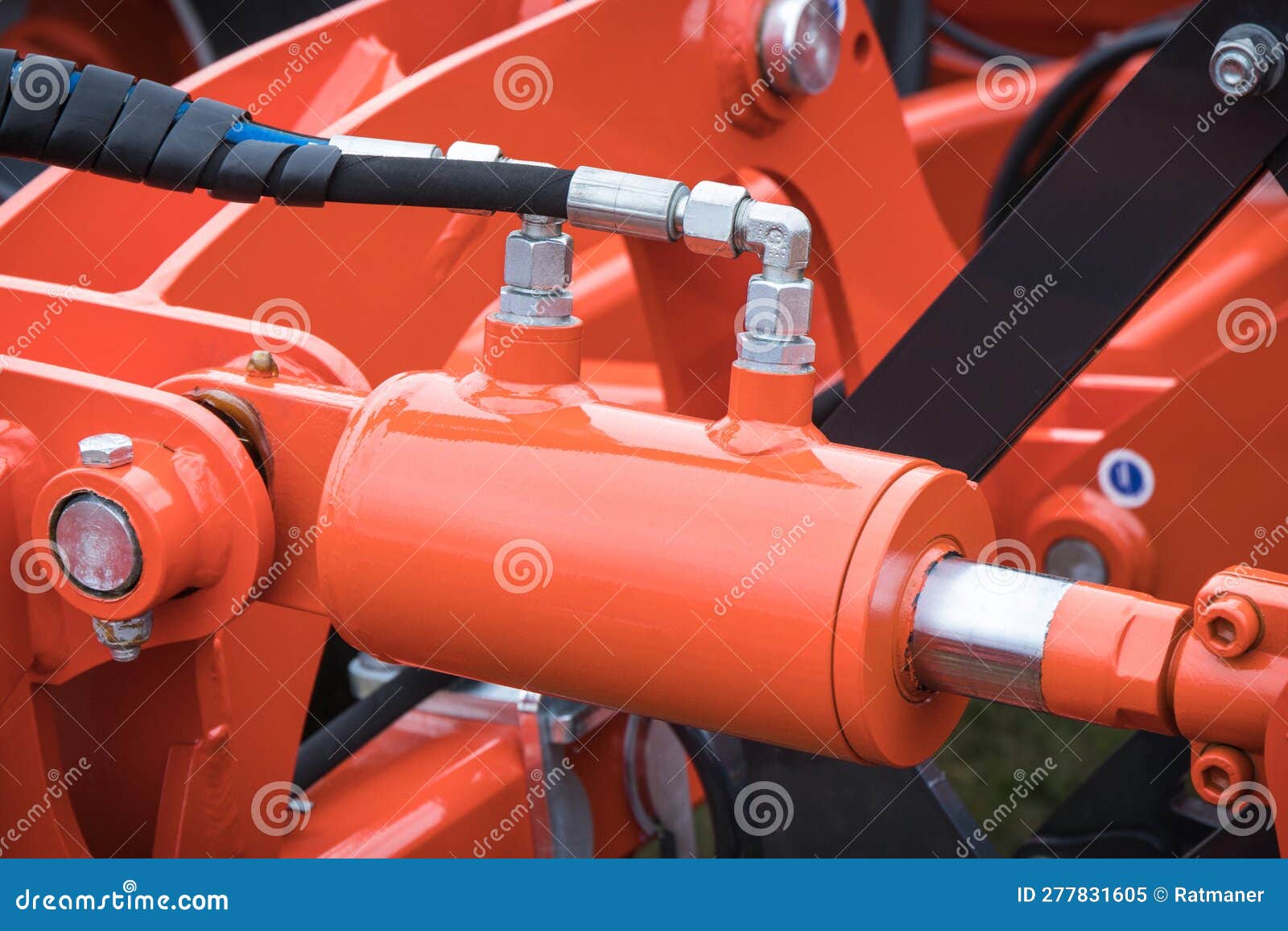 Red Piston or Actuator in Pneumatic or Hydraulic Machine. Technology ...