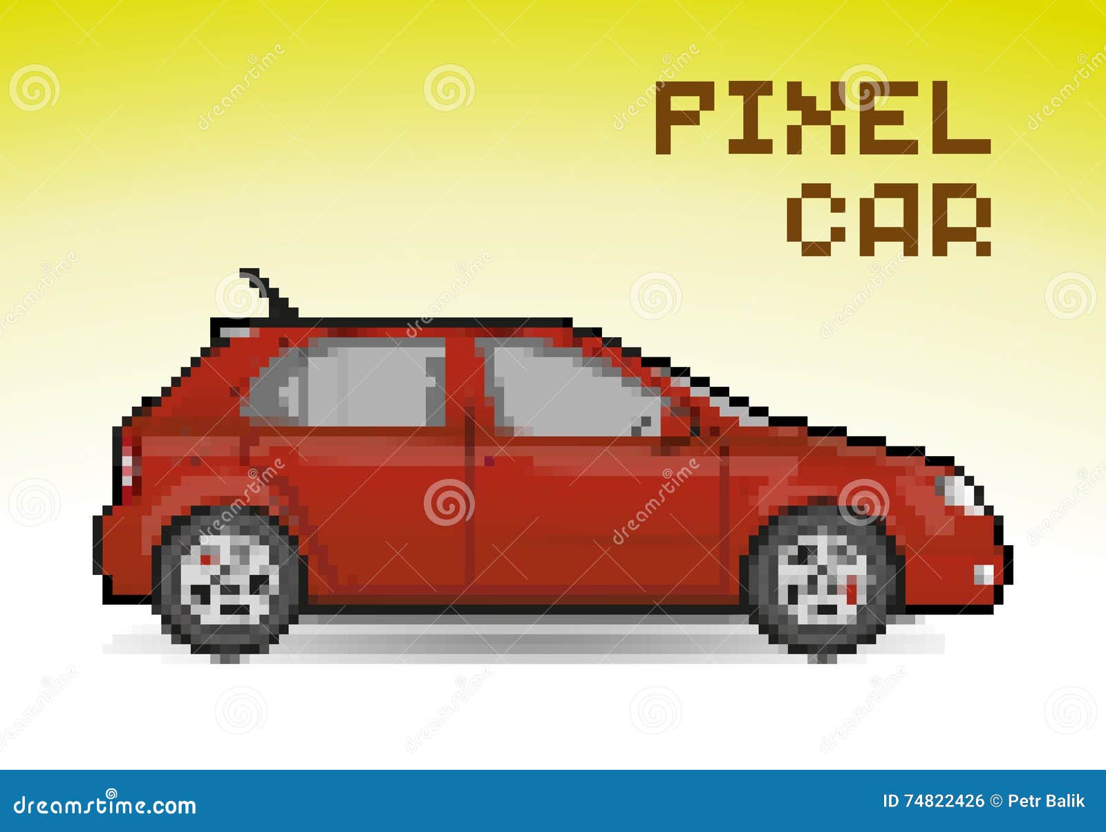 Red pixel car stock vector. Illustration of road, sign - 74822426