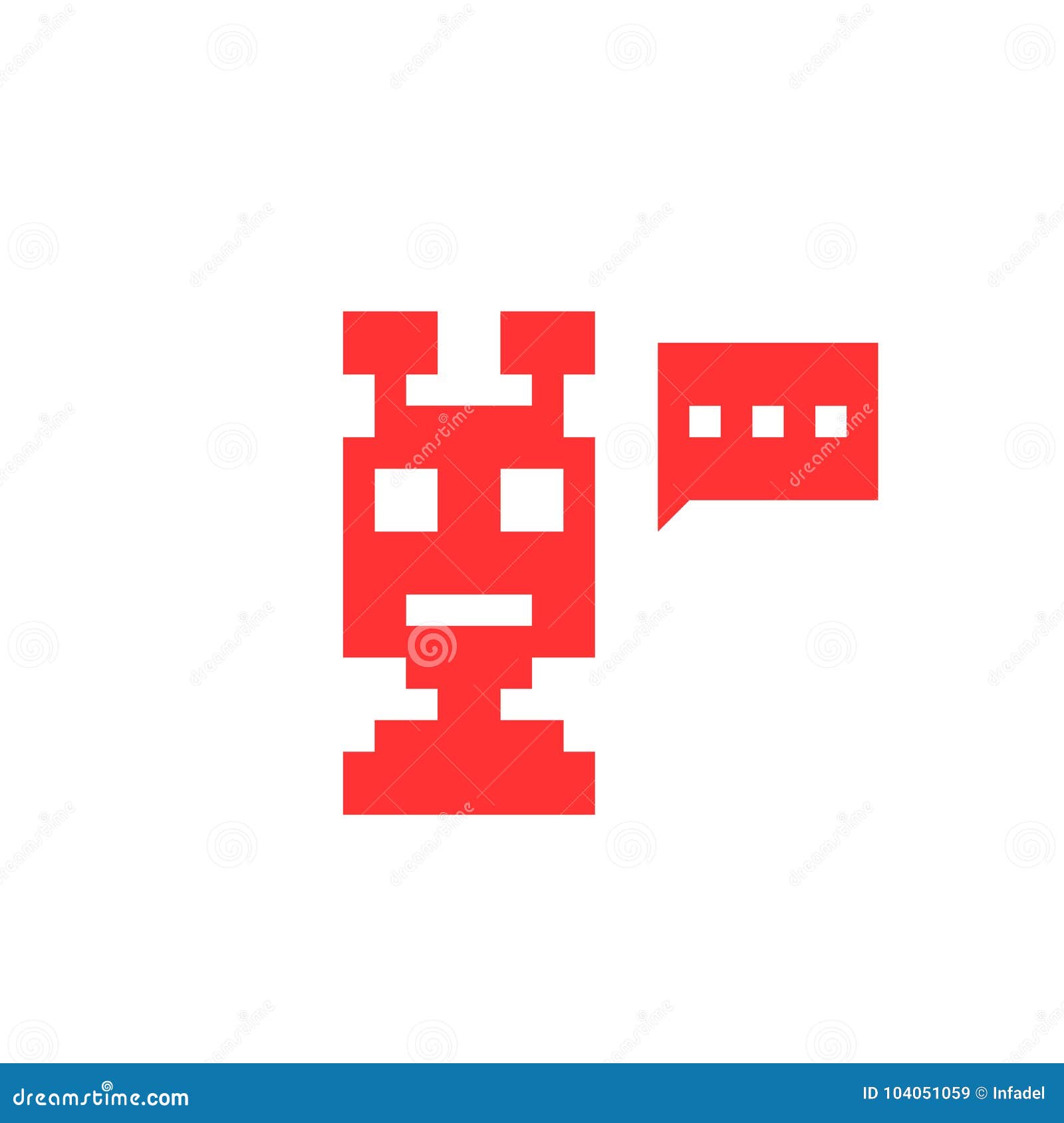 Red pixel chatbot icon stock vector. Illustration of mobile - 104051059