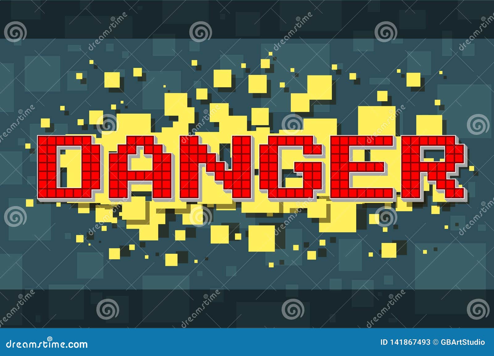 Red Pixel Danger Button for Video Games Stock Vector - Illustration of ...