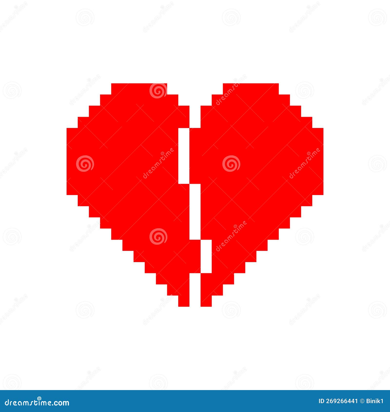 Red Pixel Heart Broken Vector 8-bit Stock Vector - Illustration of ...