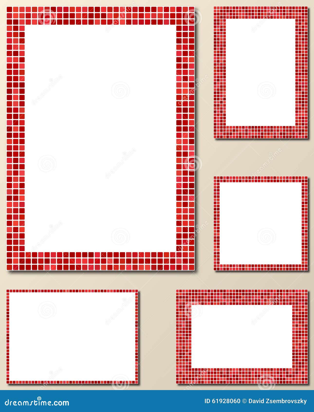 Red Pixel Mosaic Page Border Template Set Stock Vector - Illustration ...