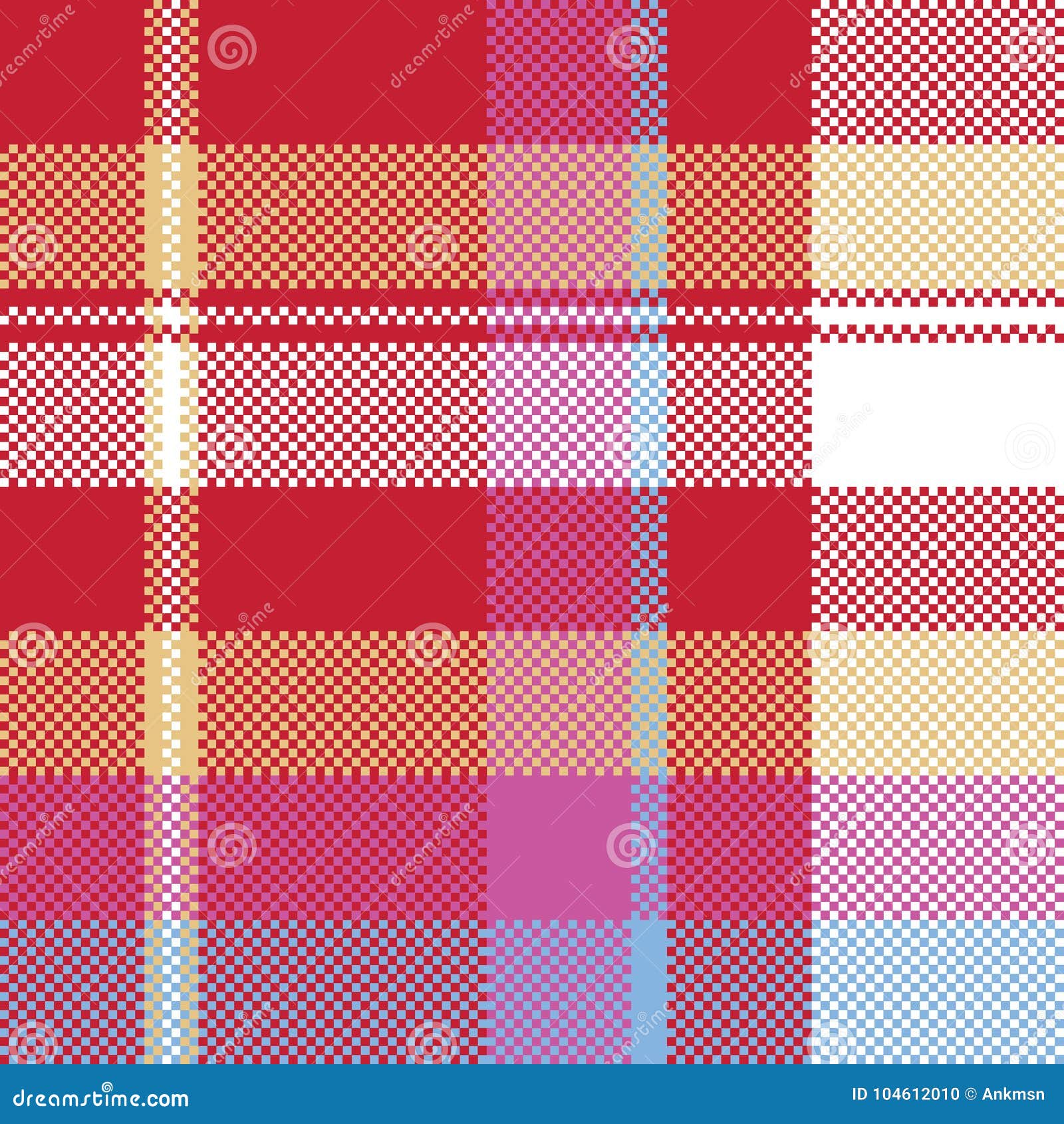 Red Pixel Plaid Seamless Fabric Texture Stock Vector - Illustration of ...