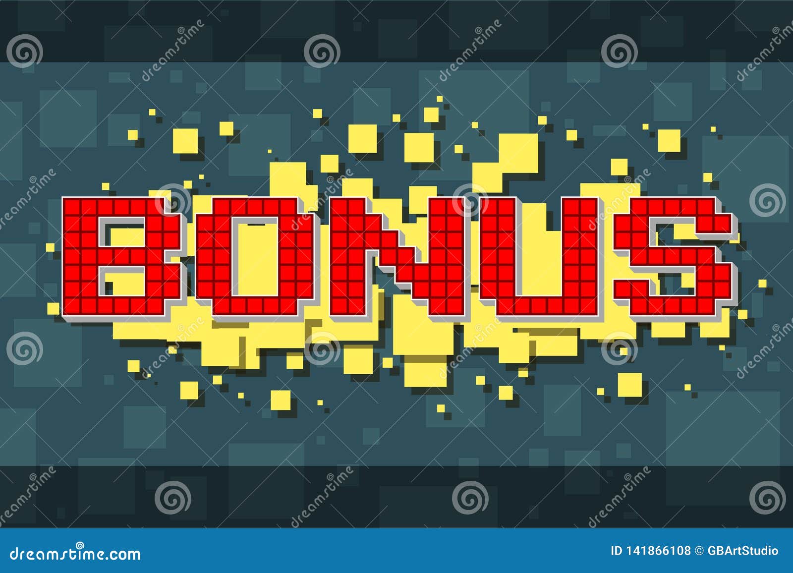 Red Pixel Retro Bonus Button for Video Games Stock Vector ...