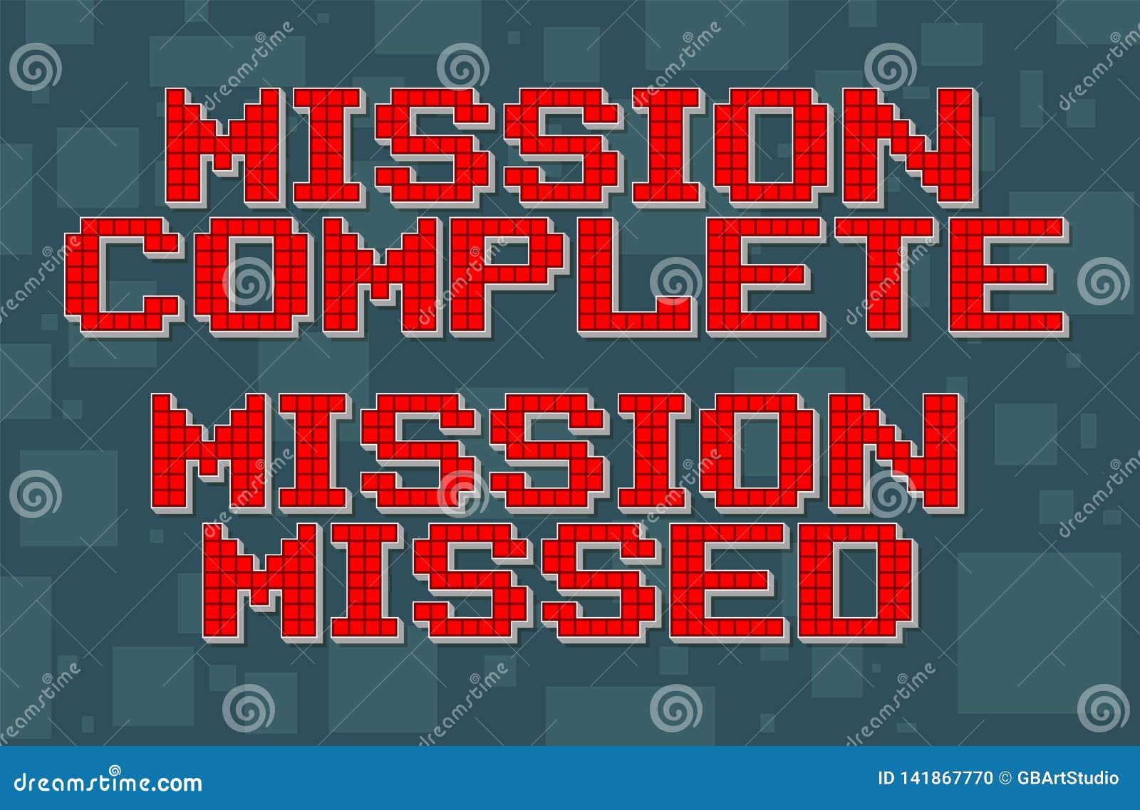 Red Pixel Retro Different Text for Video Games Set Stock Vector ...