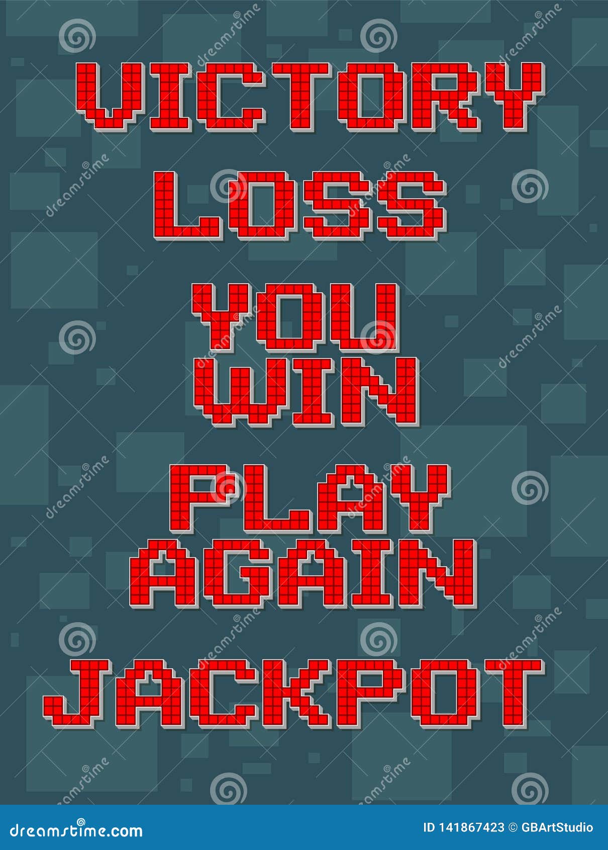 Red Pixel Retro Different Text for Video Games Set Stock Vector ...