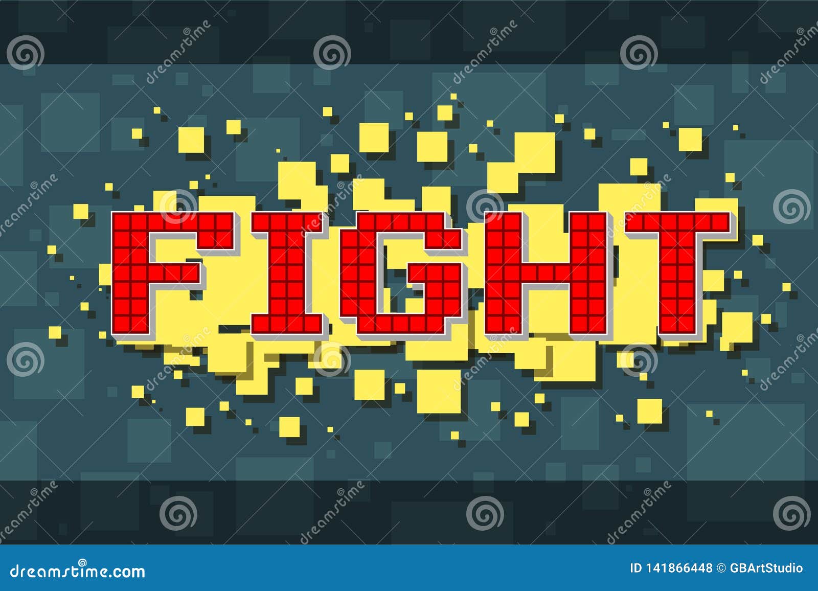 Red Pixel Retro Fight Button for Video Games Stock Vector ... Red Pixel Retro Fight Button for Video Games Stock Vector ...