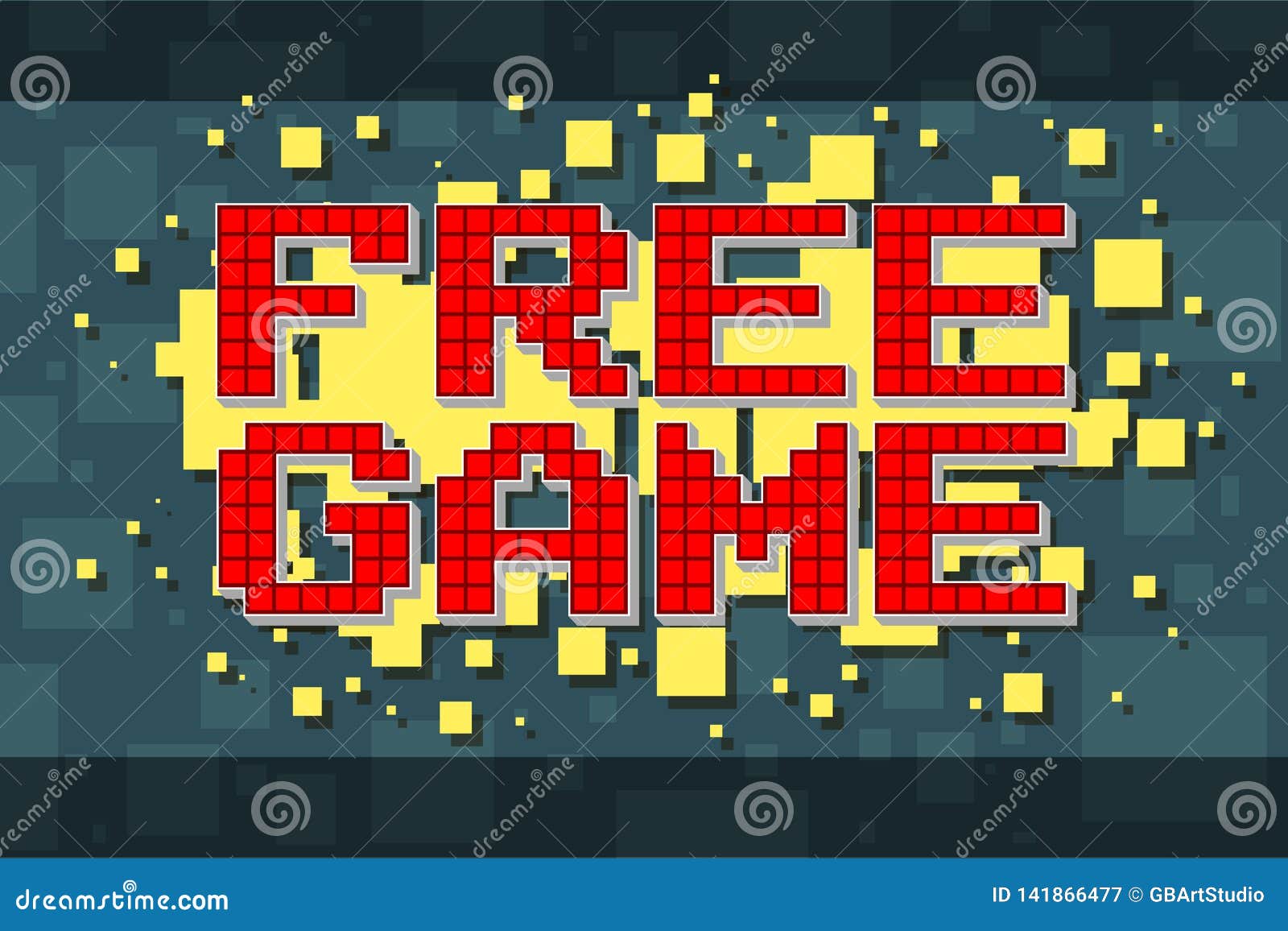 Red Pixel Retro Free Game Button for Video Games Stock Vector ... Red Pixel Retro Free Game Button for Video Games Stock Vector ...