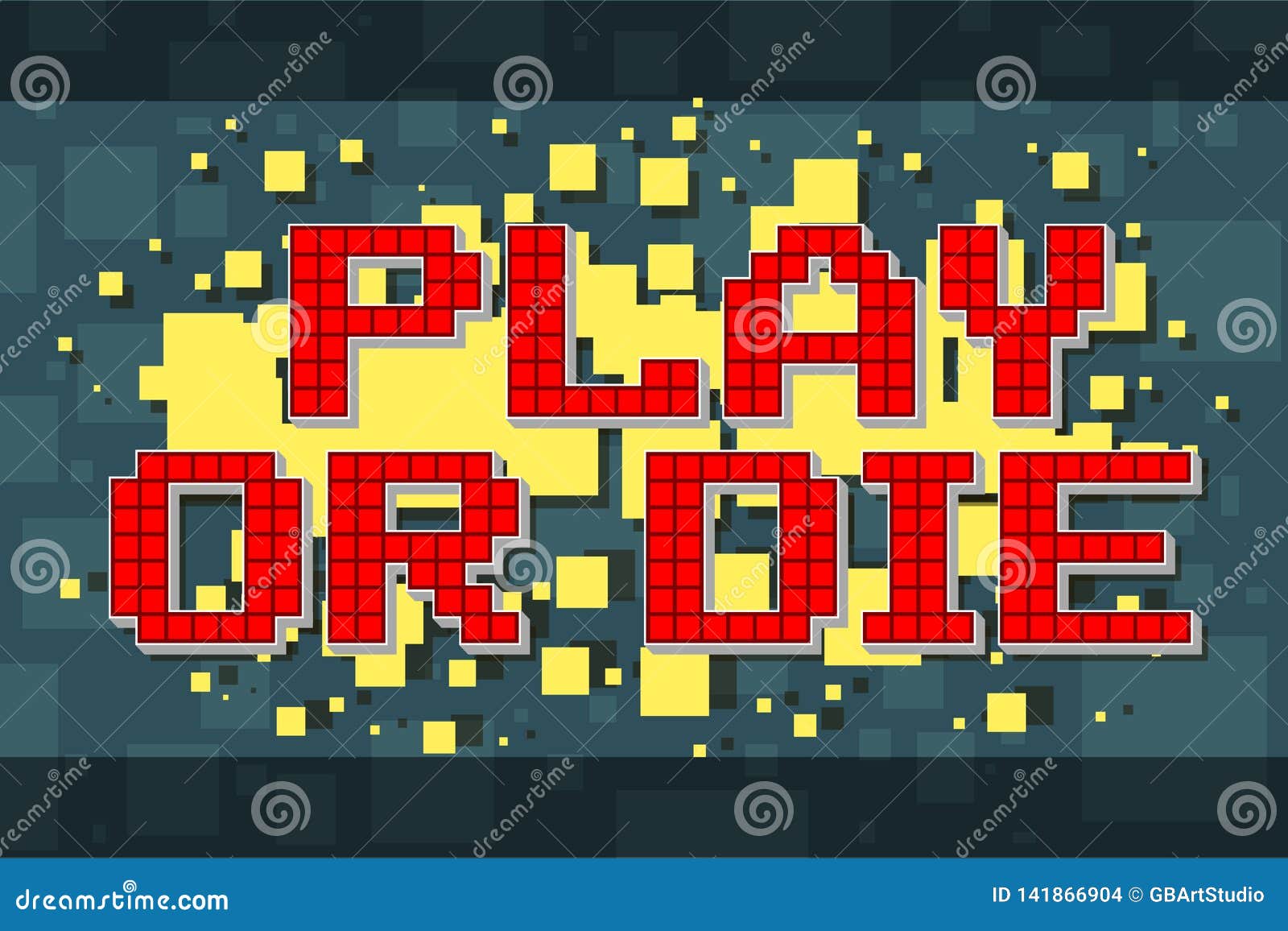 Red Pixel Retro Play or Die Button for Video Games Stock Vector ...