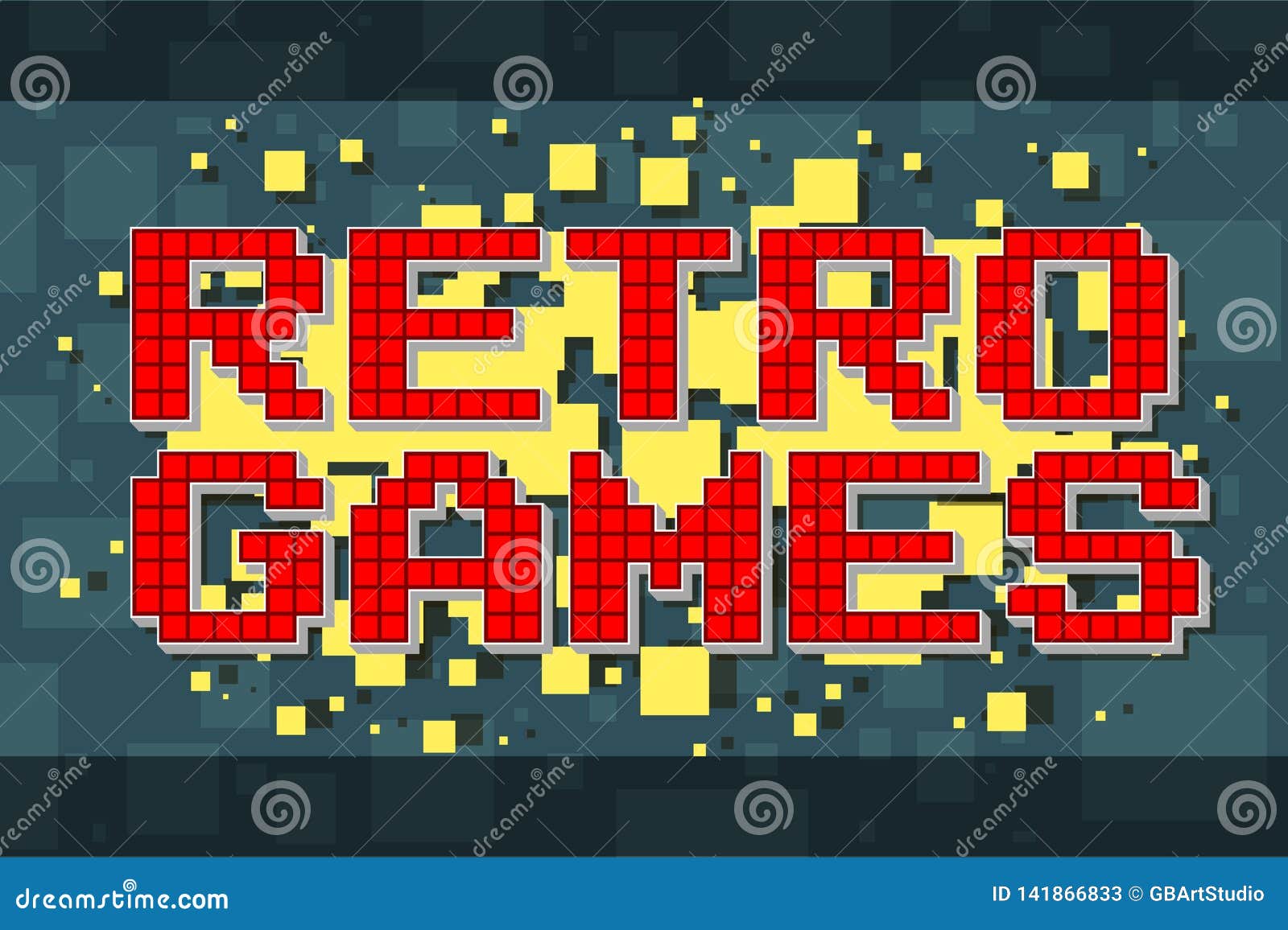 Red Pixel Retro Text Button for Video Games Stock Vector - Illustration ...