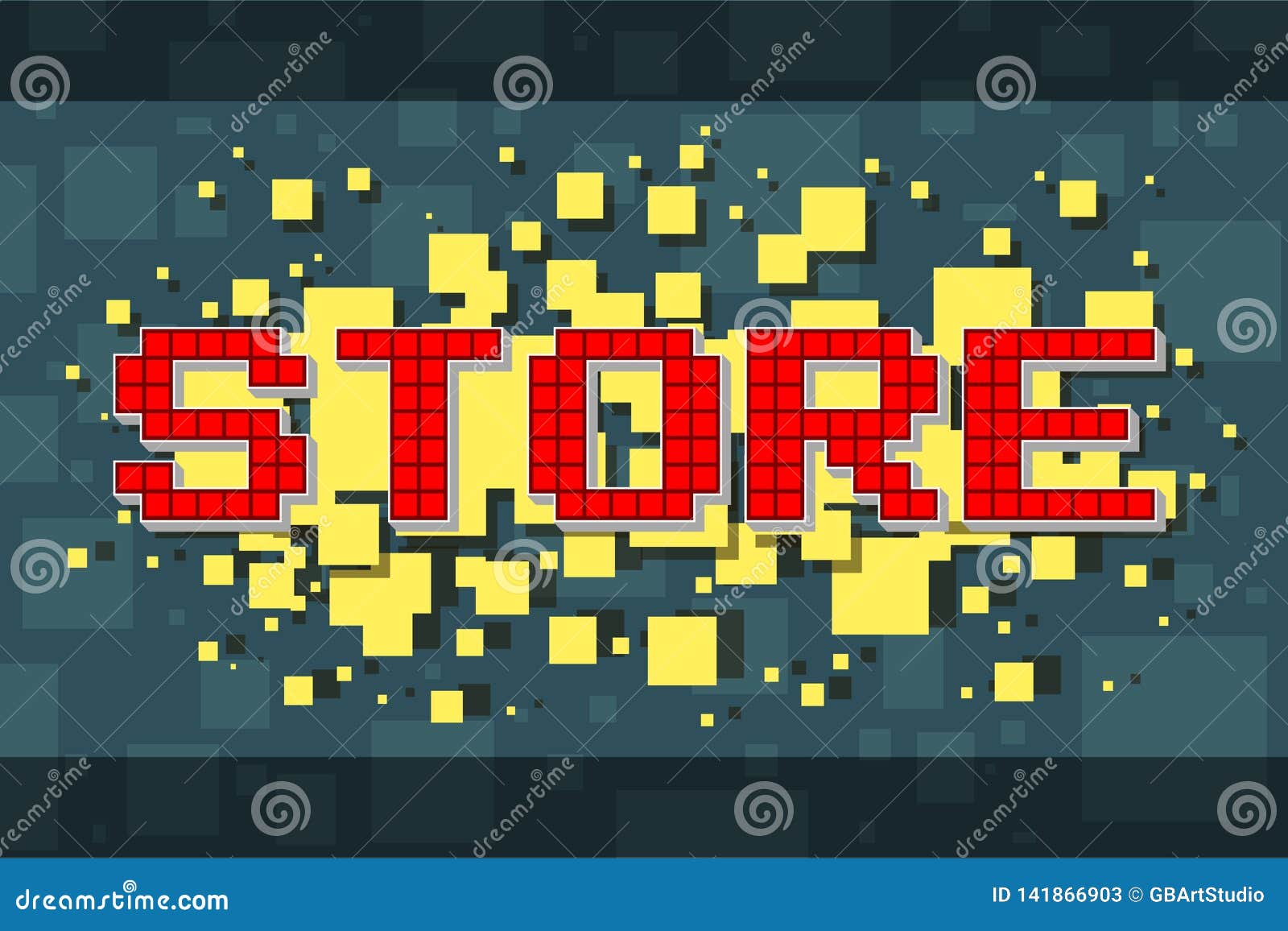 Red Pixel Store Button for Video Games Stock Vector - Illustration of ...