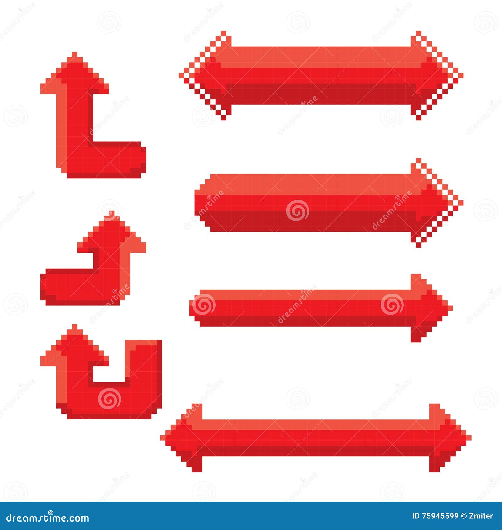 Red pixel style arrow set stock vector. Illustration of concept - 75945599