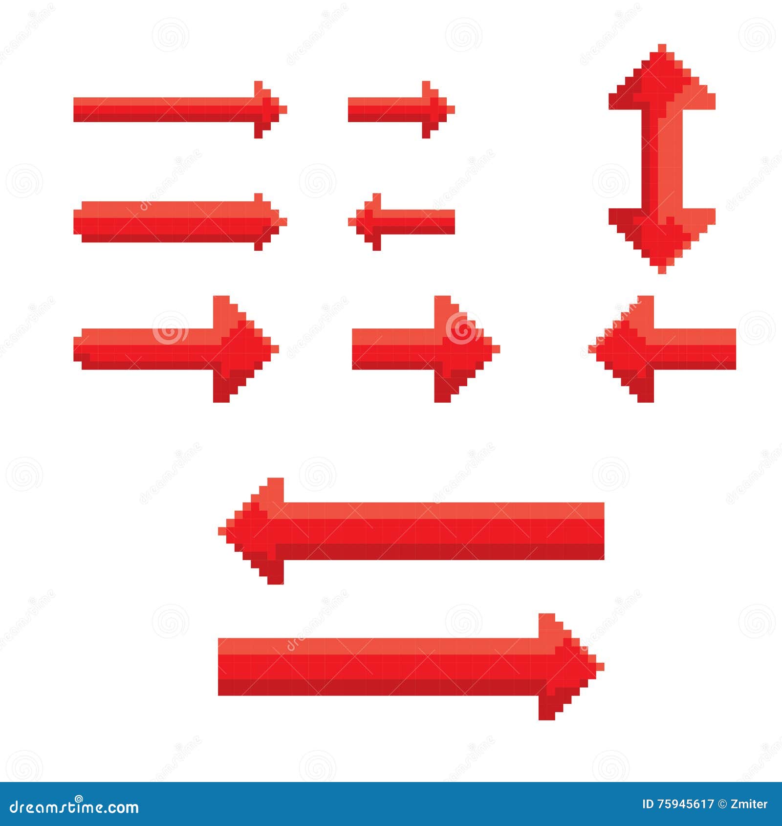 Red pixel style arrow set stock vector. Illustration of internet - 75945617