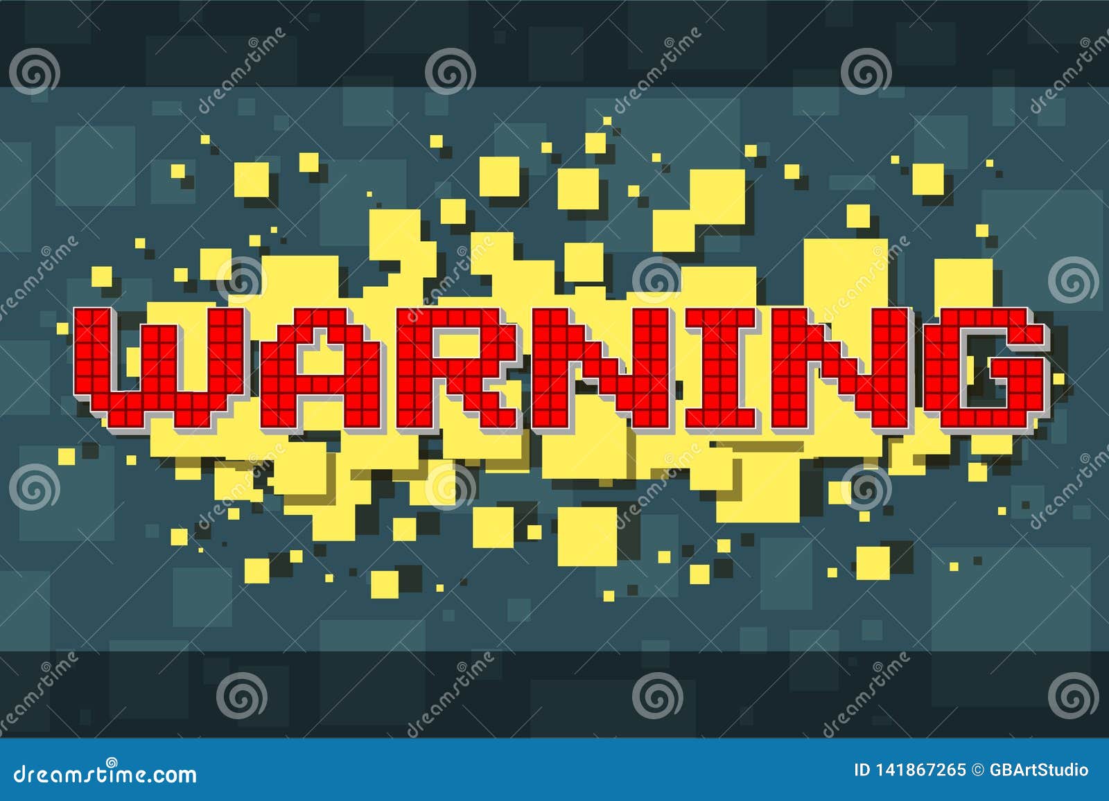 Red Pixel Warning Button for Video Games Stock Vector - Illustration of ...
