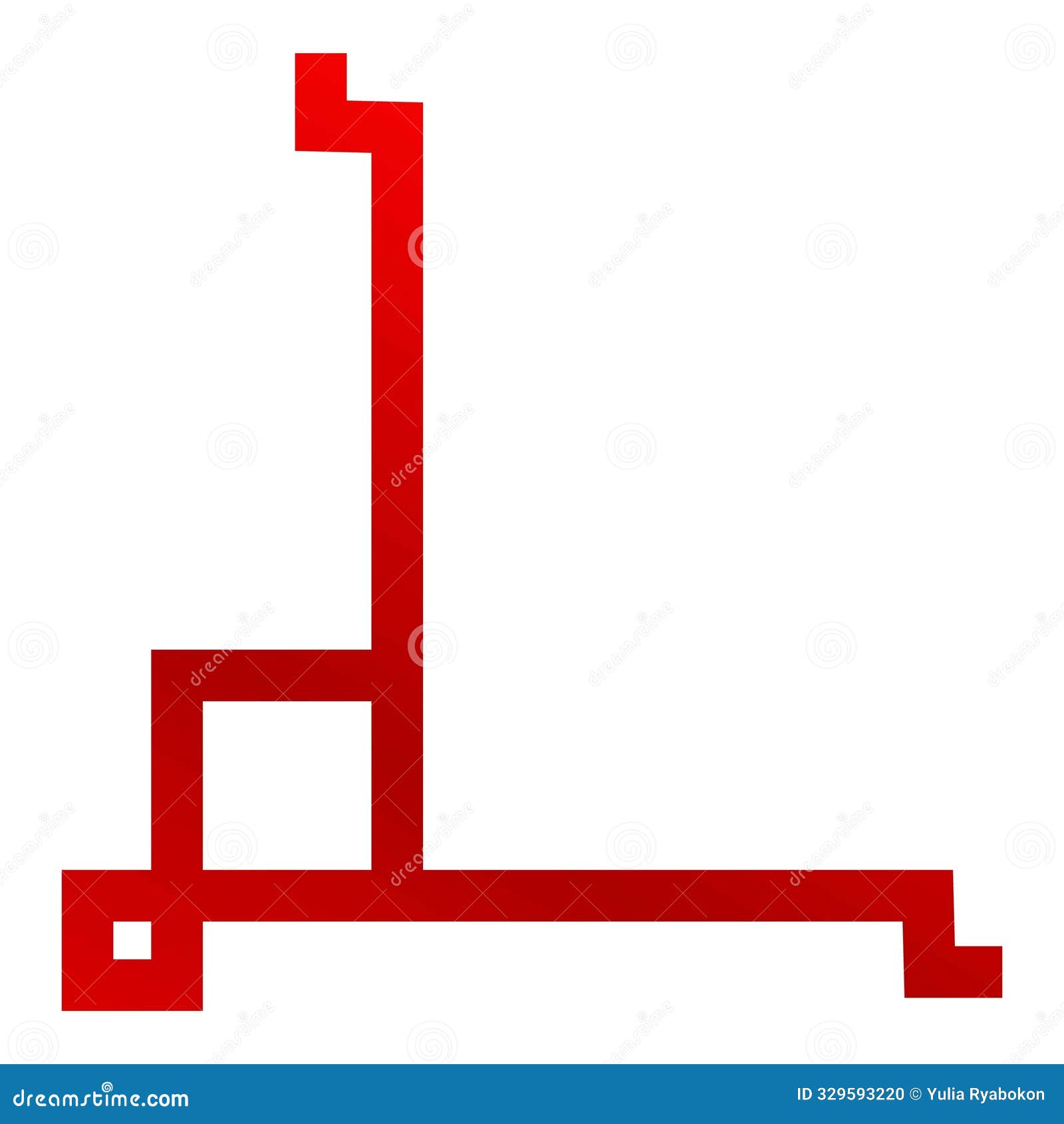 Red Pixelated Abstract Geometric Shape Forming Right Angle on White ...