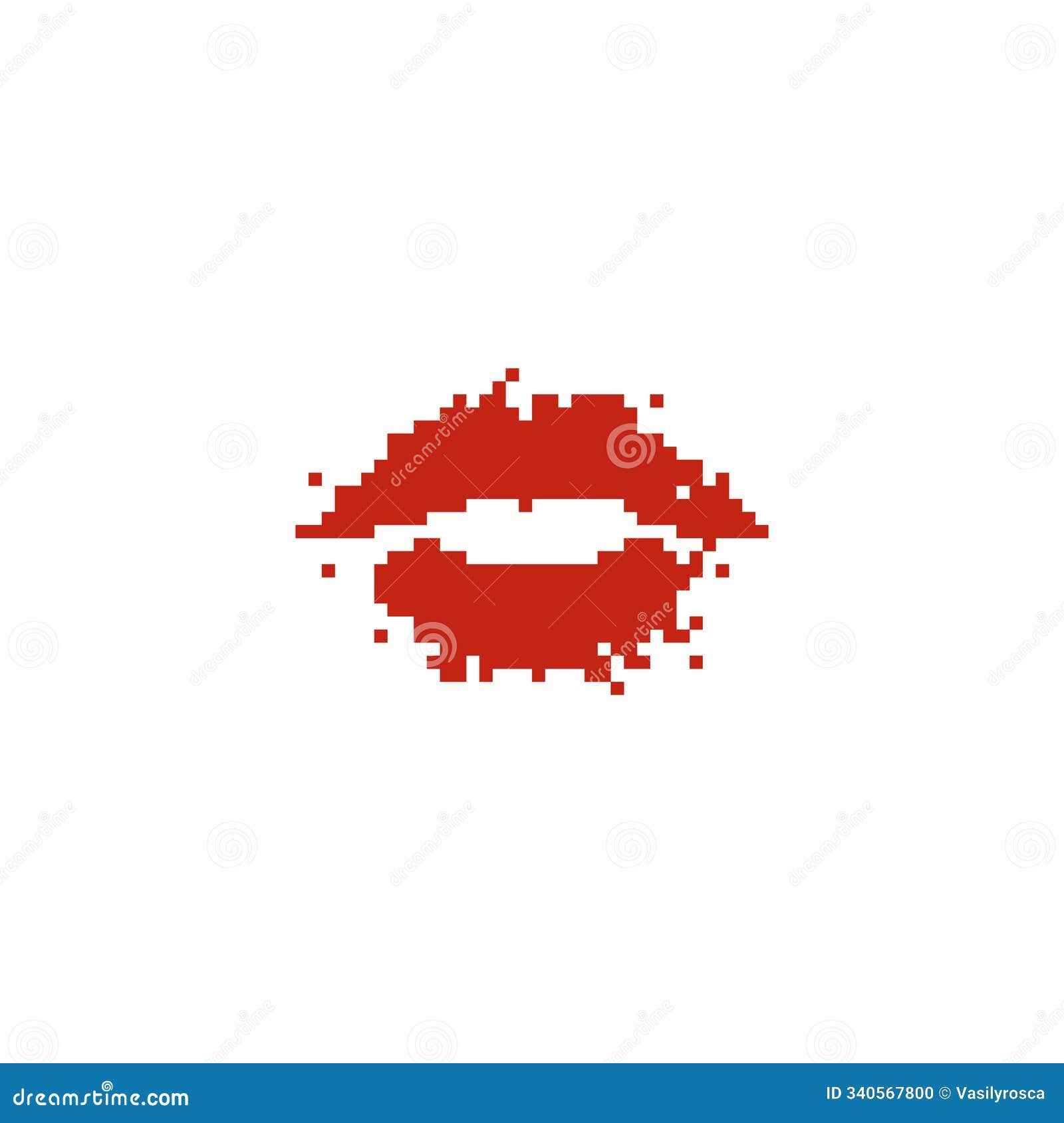 Red Pixelated Lips In Retro Digital Style. Minimalistic Red Lips Icon ...