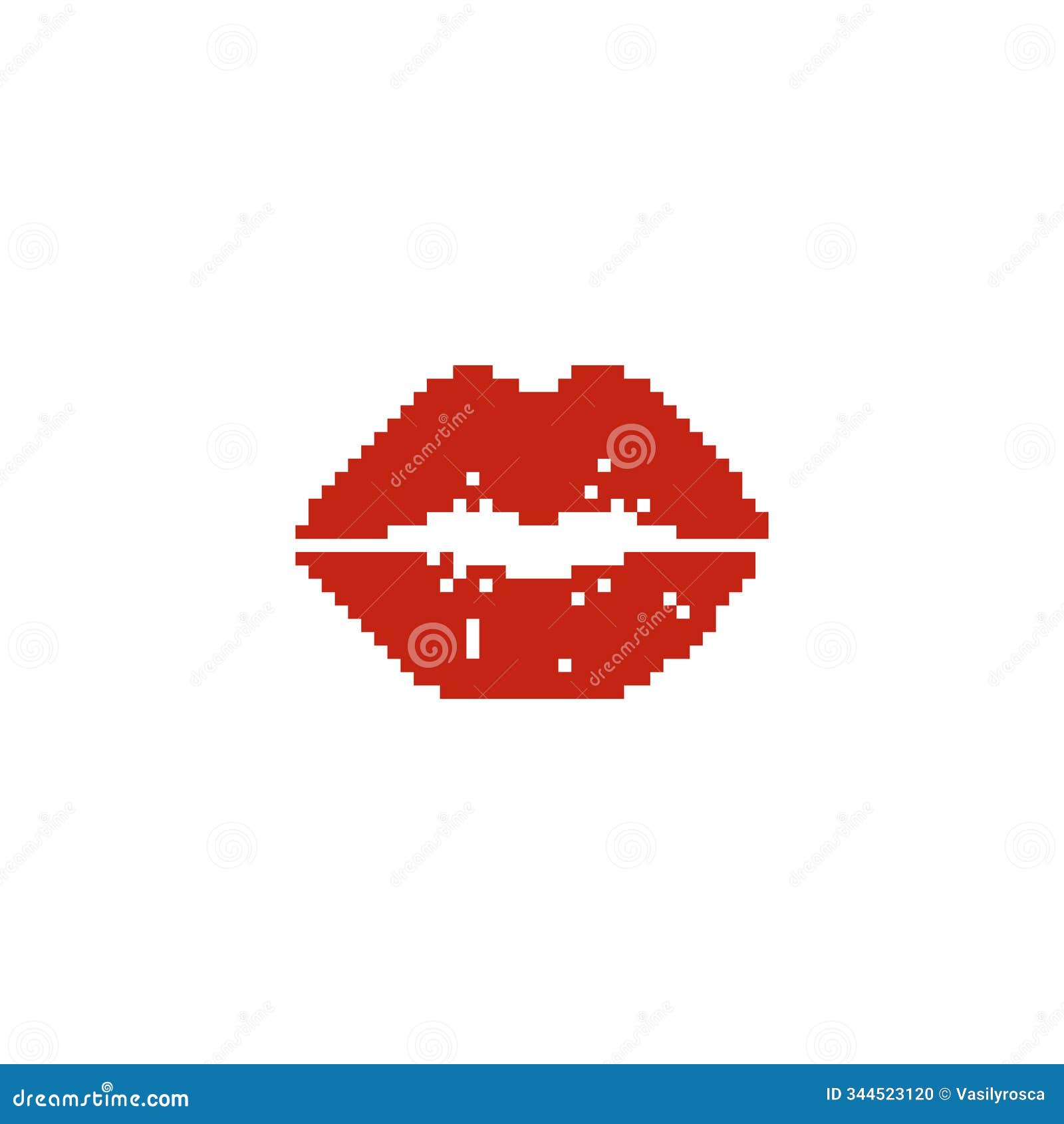 Red Pixelated Lips In Retro Digital Style. Minimalistic Red Lips Icon ...