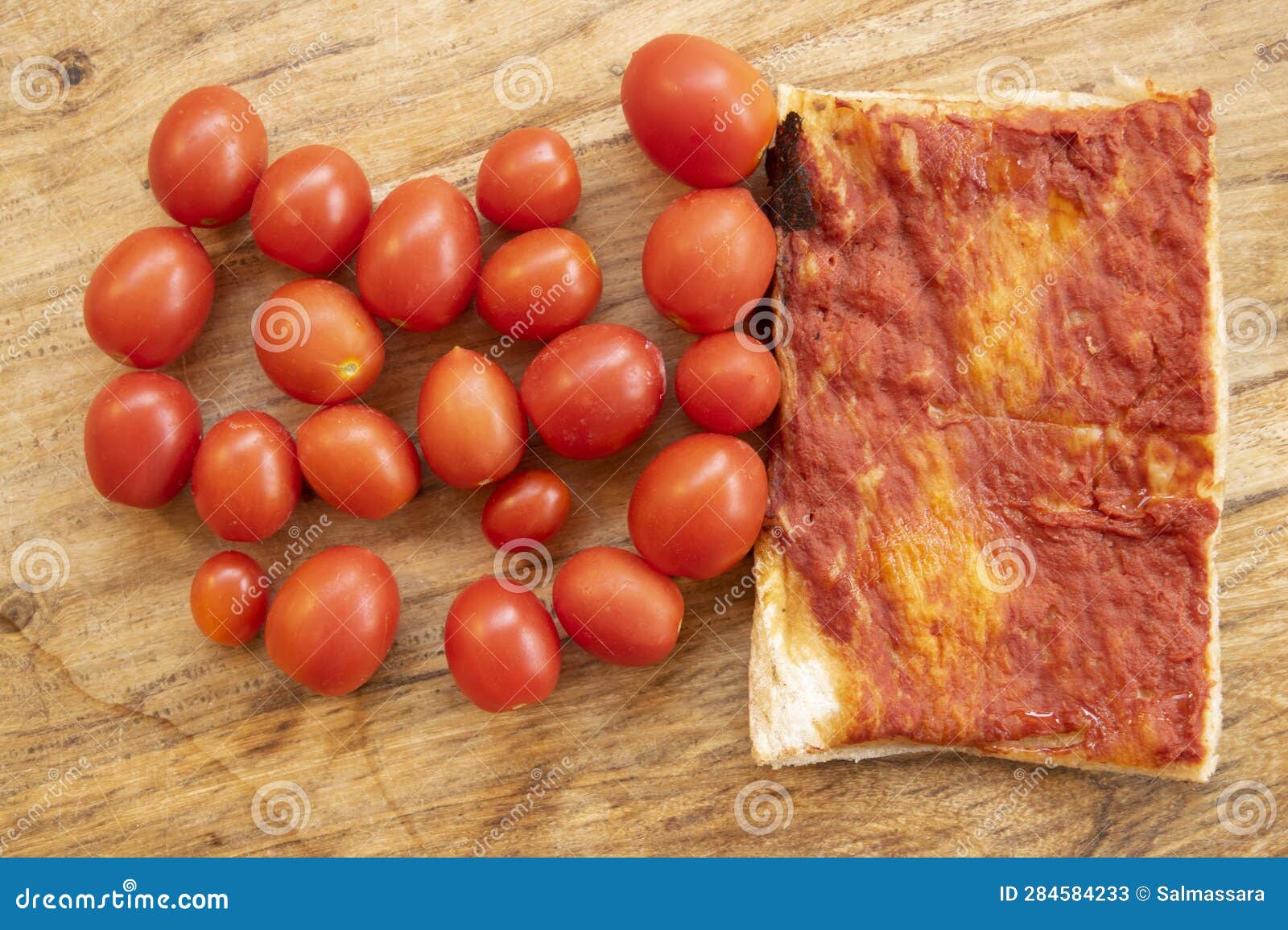 Red Pizza with Cherry Tomatoes Stock Image - Image of tomatoes, sauce ...