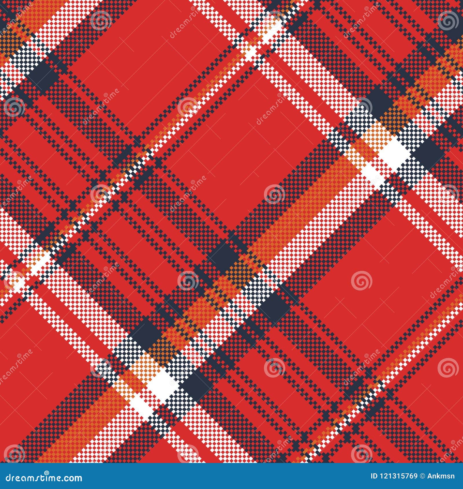 Red Plaid Fabric Texture Pixel Seamless Pattern Stock Vector ...